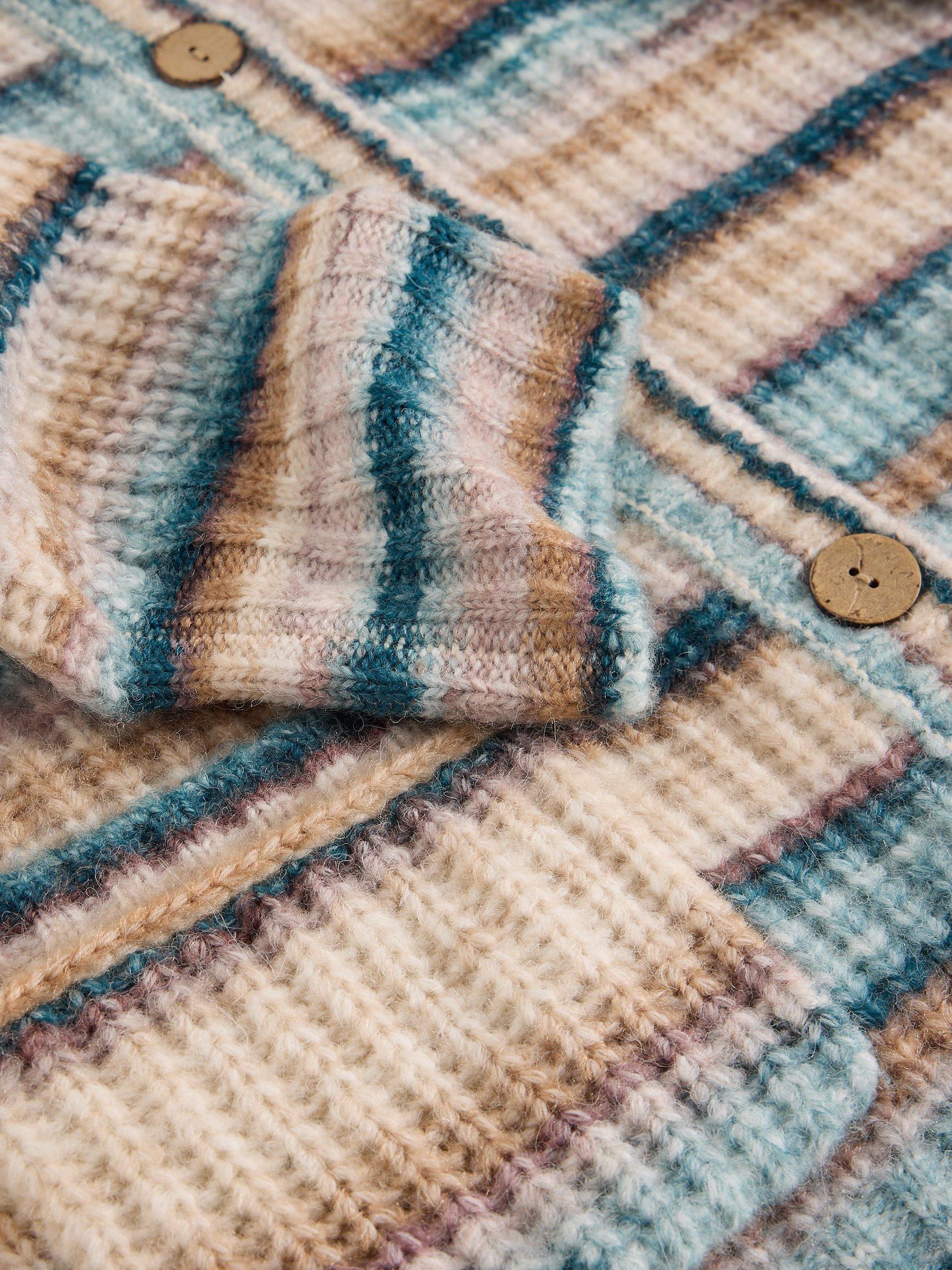 White Stuff Suzanna Wool Blend Stripe Long Sleeve Crew Neck Cardigan