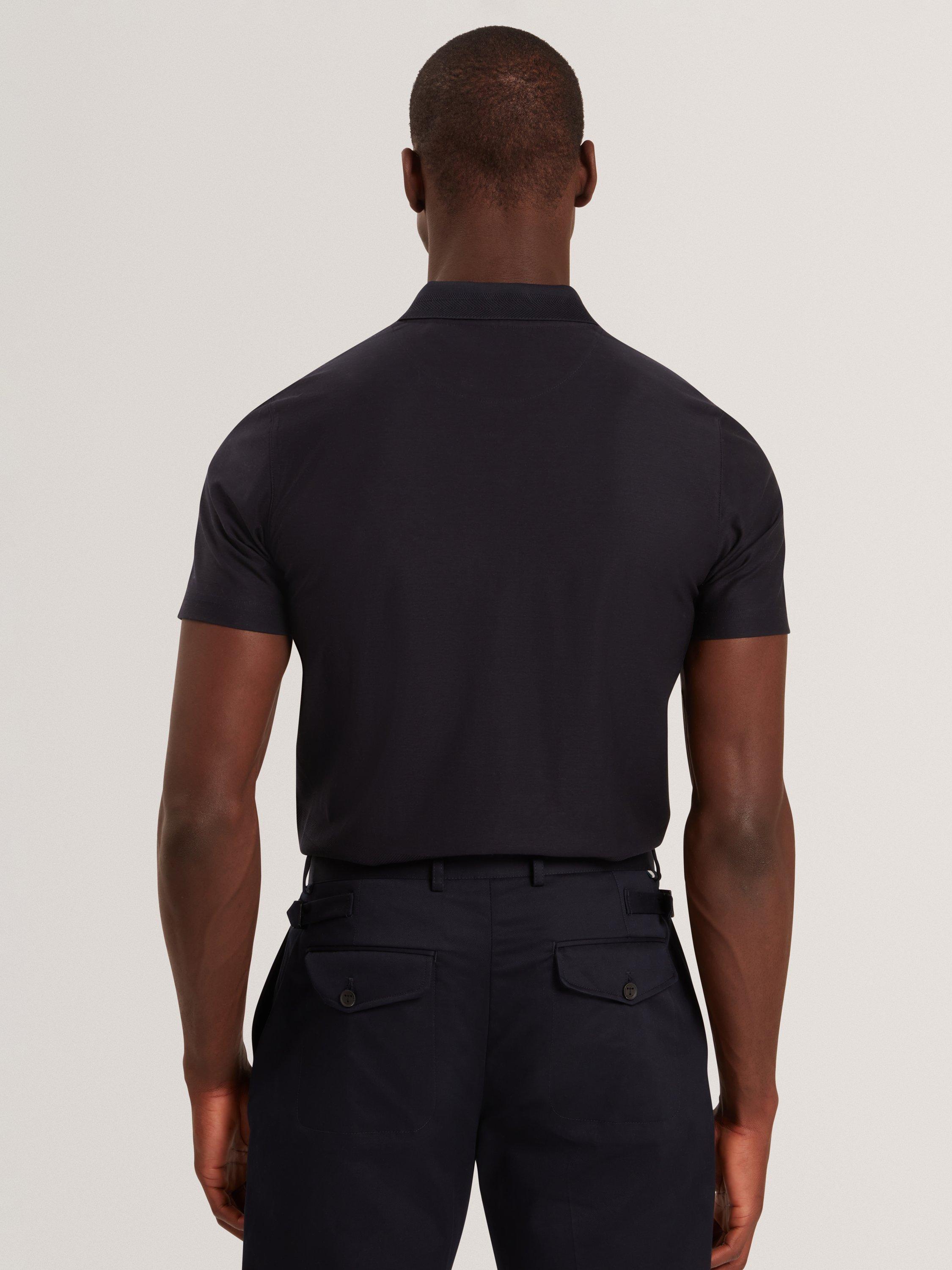 Ted Baker Zorin Half Zip Cotton Polo Shirt, Navy