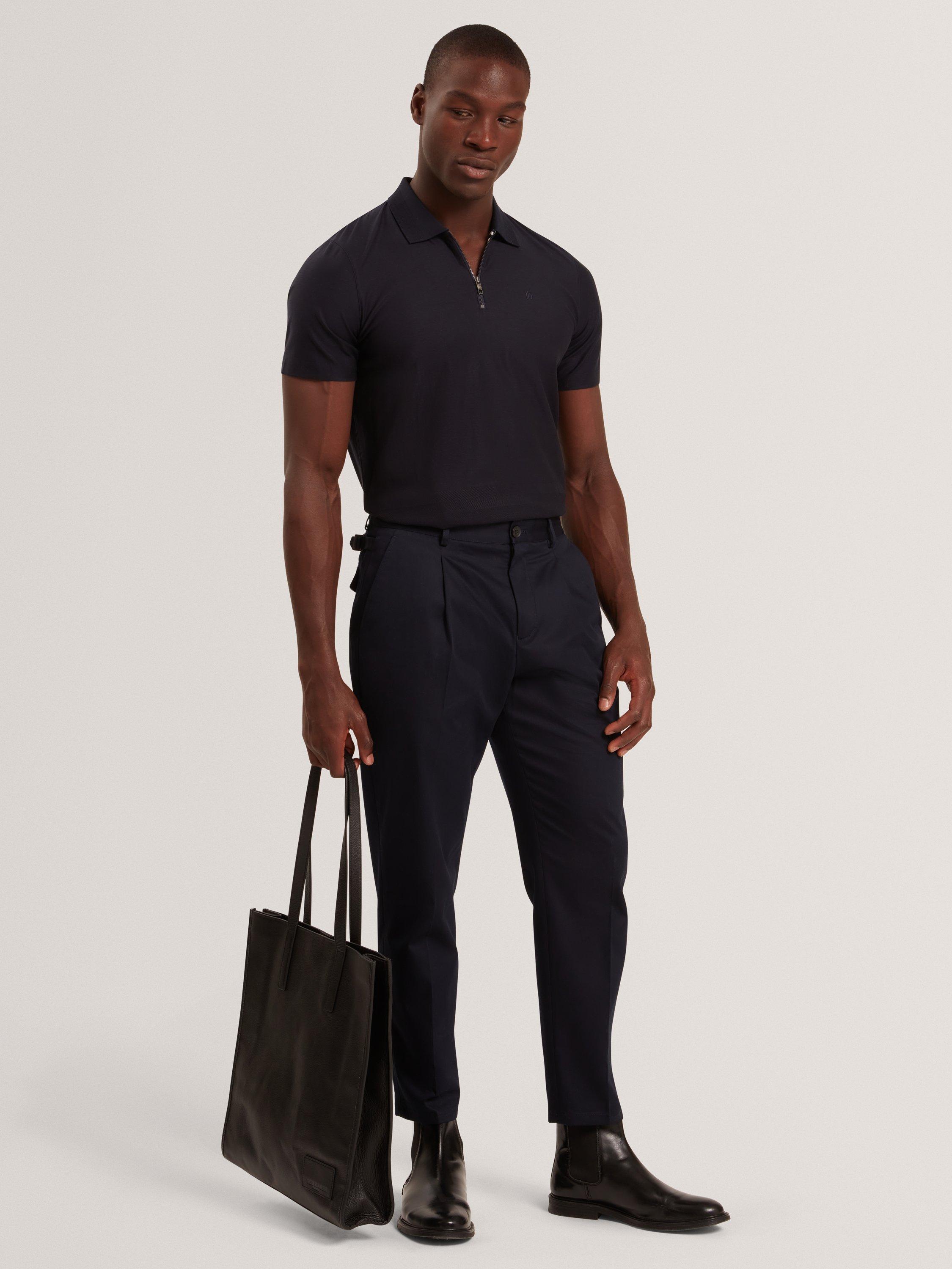 Ted Baker Zorin Half Zip Cotton Polo Shirt, Navy