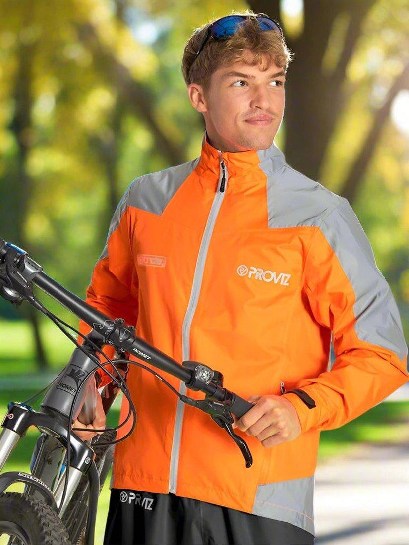Proviz Men's Nightrider Reflective and Waterproof Jacket, Orange