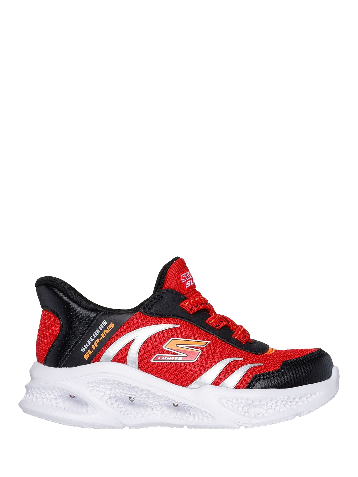 Skechers Kids' Meteor-Lights Brisk-Beams Trainers, Red/Black
