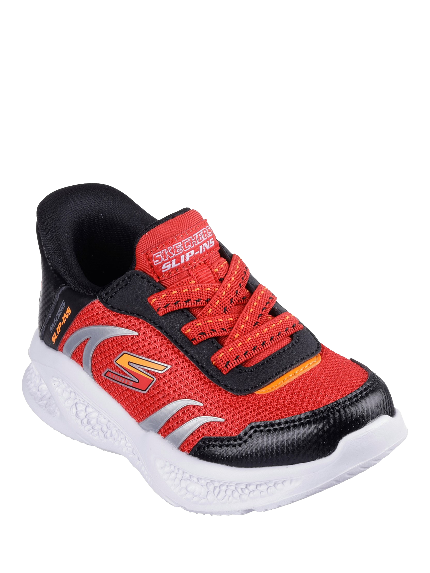 Skechers Kids' Meteor-Lights Brisk-Beams Trainers, Red/Black