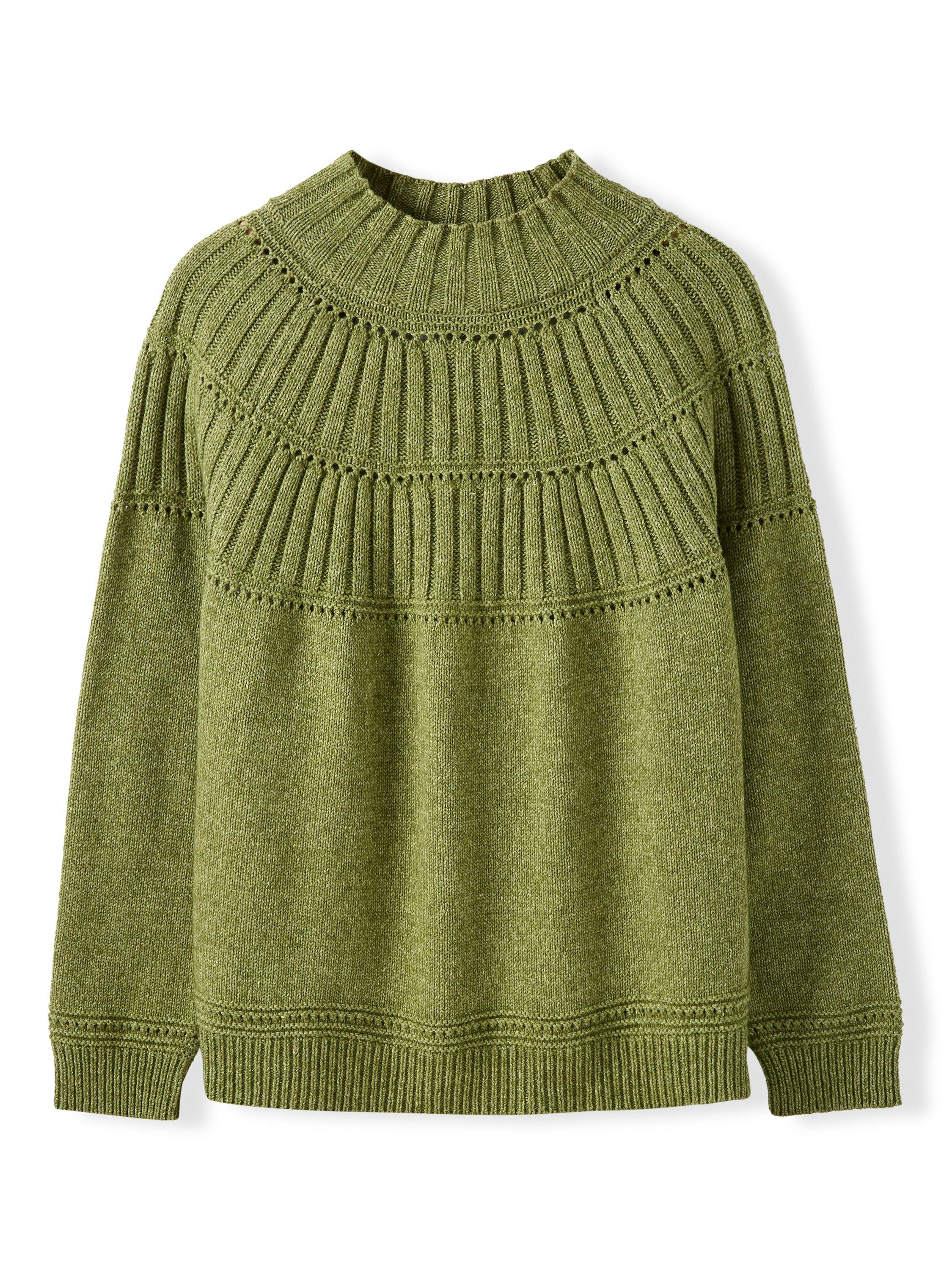 Celtic & Co. Textured Yoke Pure Wool Jumper, Moss