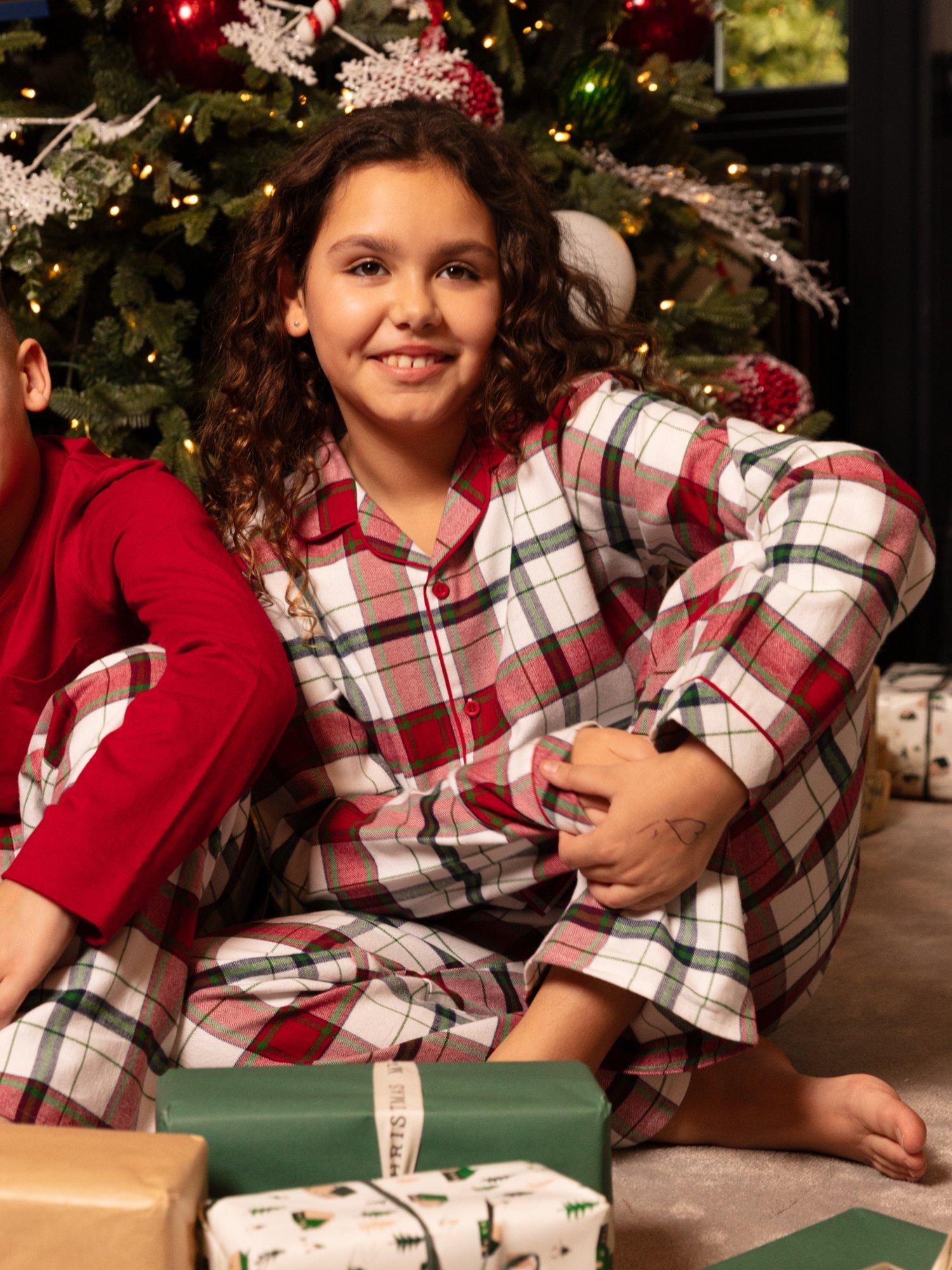 Minijammies Kids' Blaze Brushed Cotton Check Pyjama Set, Red