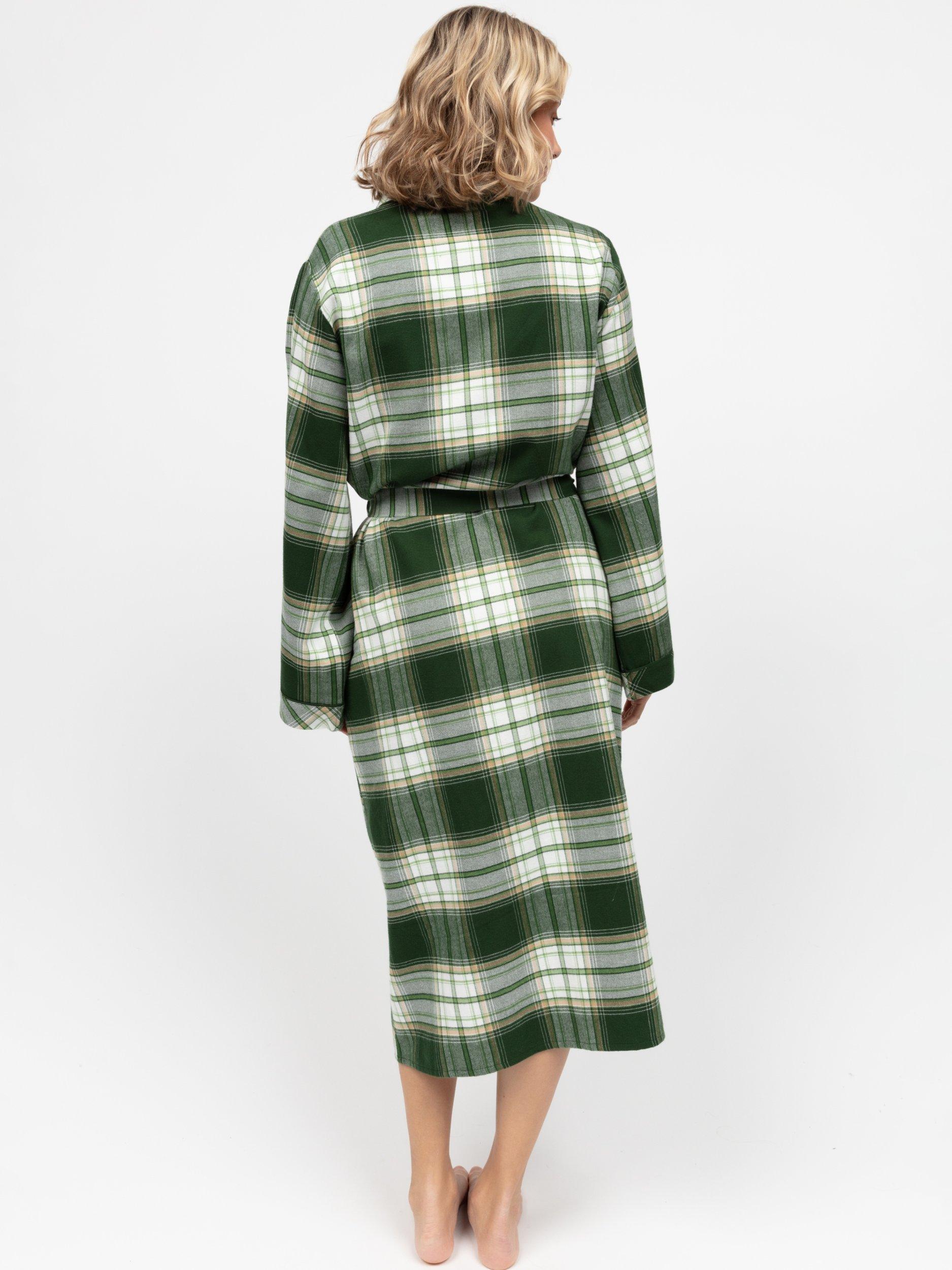 Cyberjammies Brushed Check Dressing Gown, Olive Green