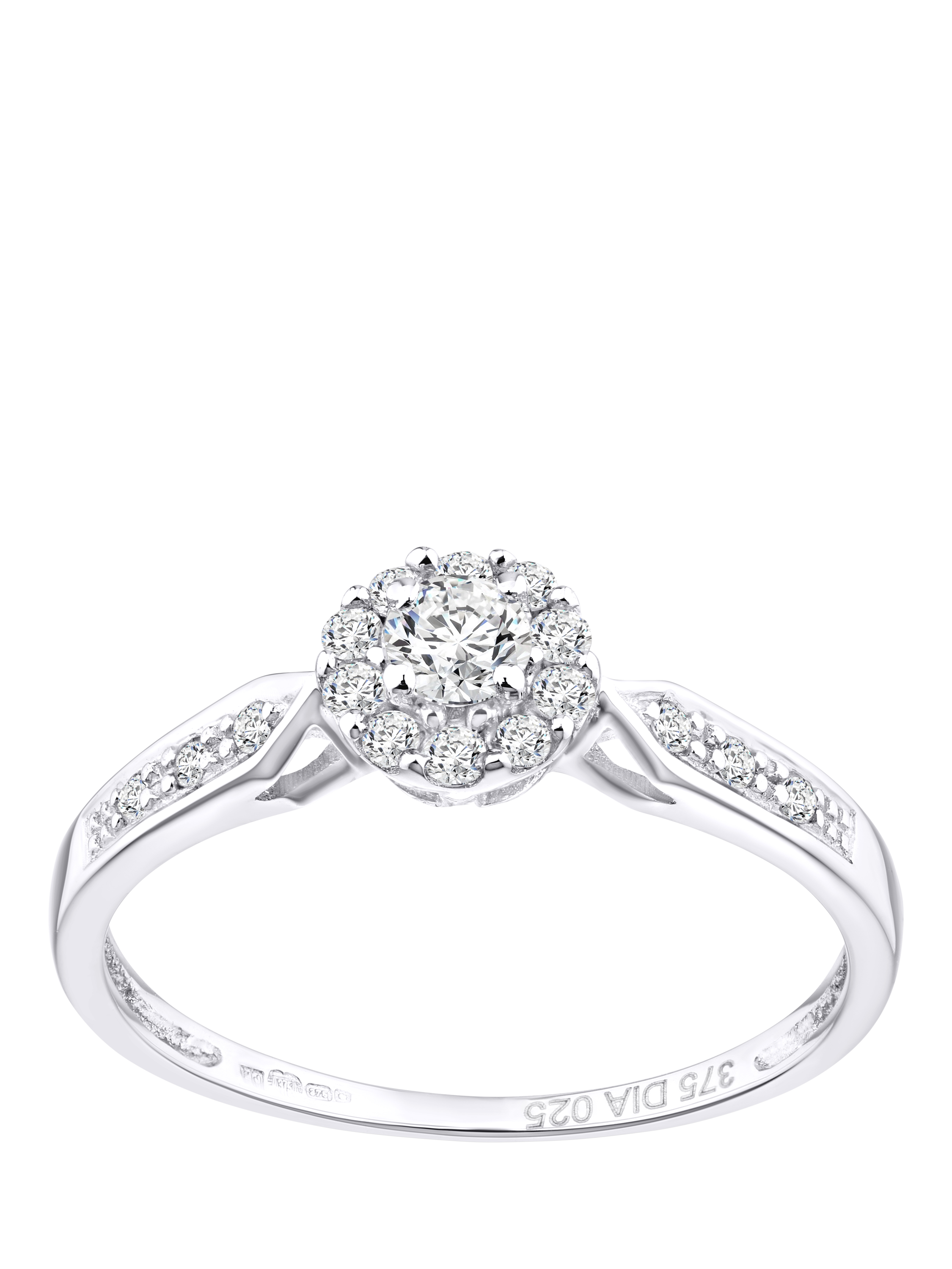 Mogul 9ct White Gold Halo Diamond Engagement Ring