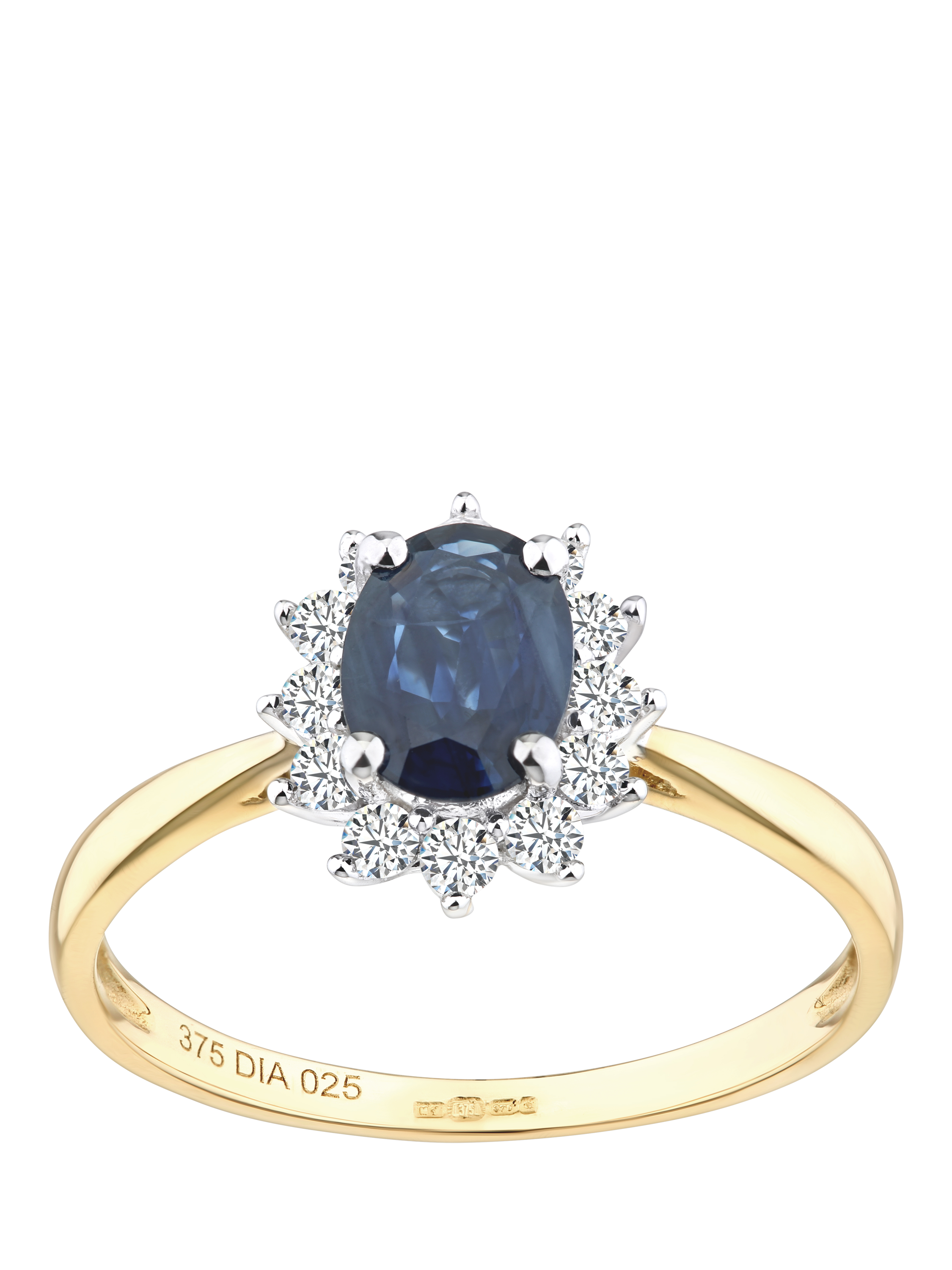 Mogul 9ct Yellow Gold Oval Sapphire and Diamond Ring