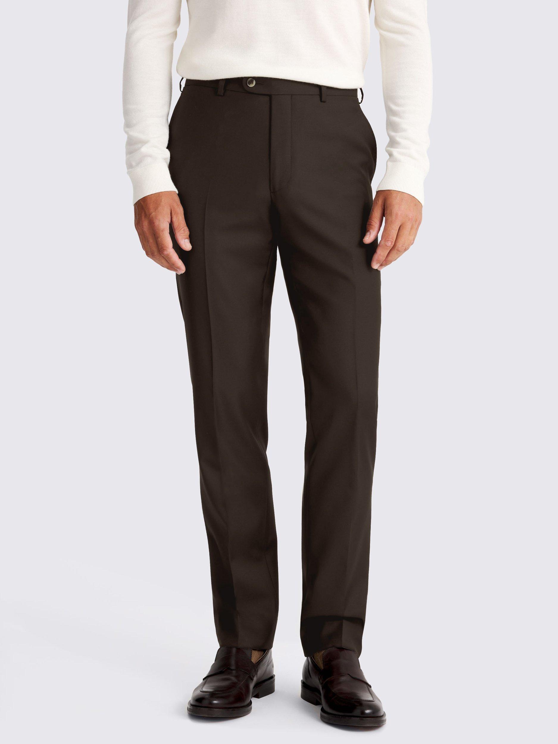 Moss x Barberis Tailored Fit Wool Suit Trousers, Brown