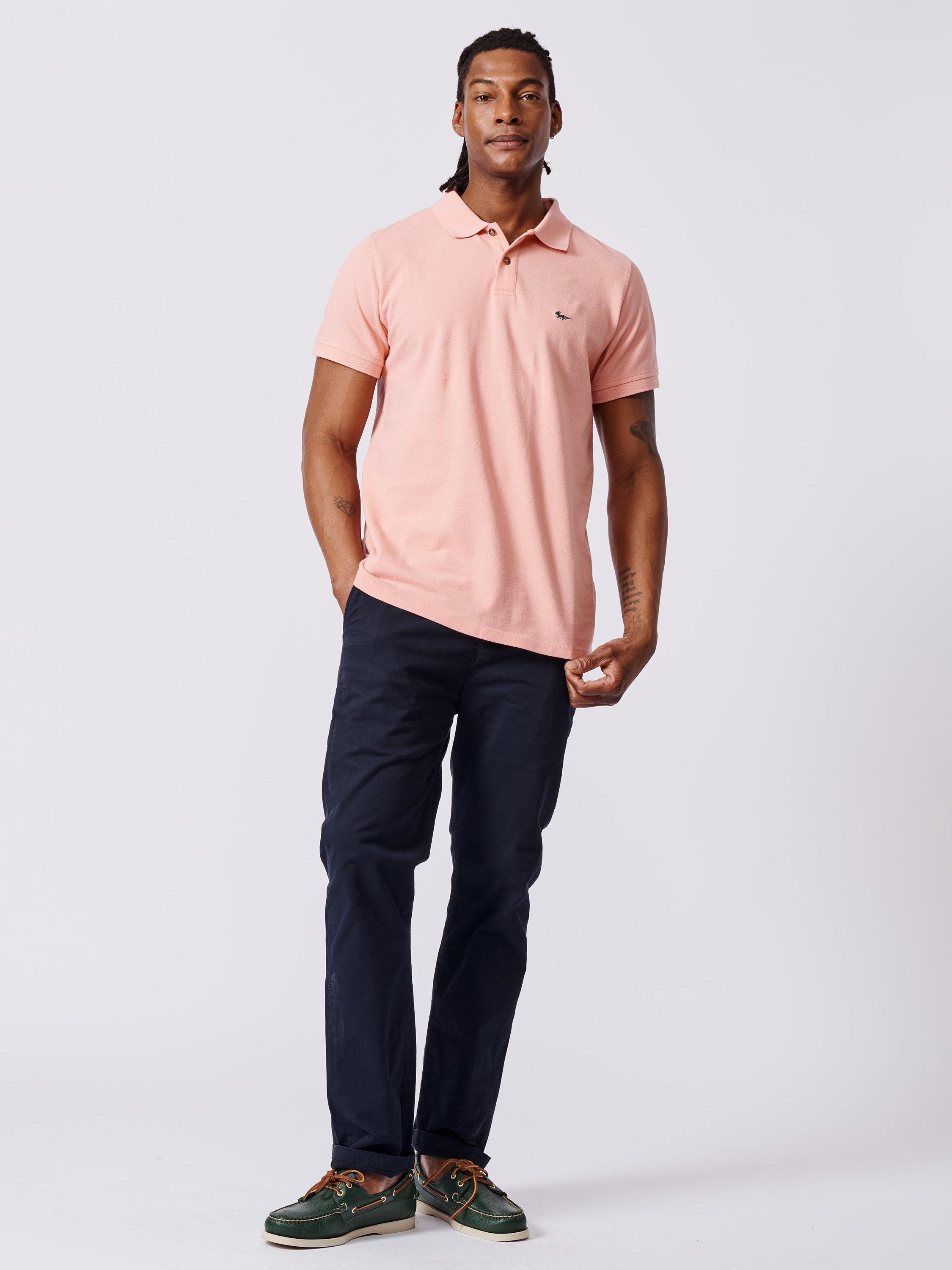 Aubin Marcel Cotton Regular Fit Short Sleeve Polo Shirt, Coral