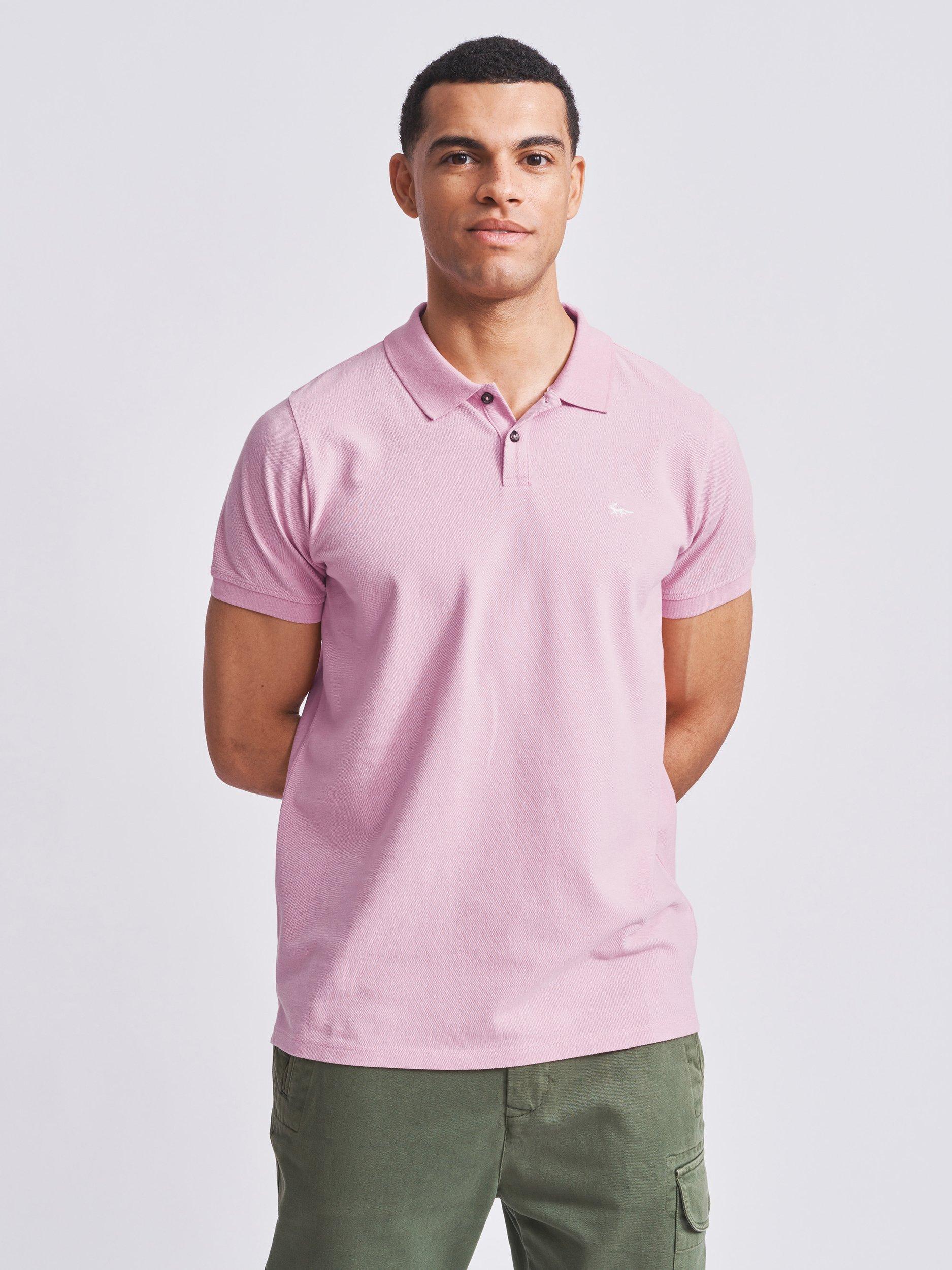 Aubin Marcel Cotton Regular Fit Short Sleeve Polo Shirt, Pink