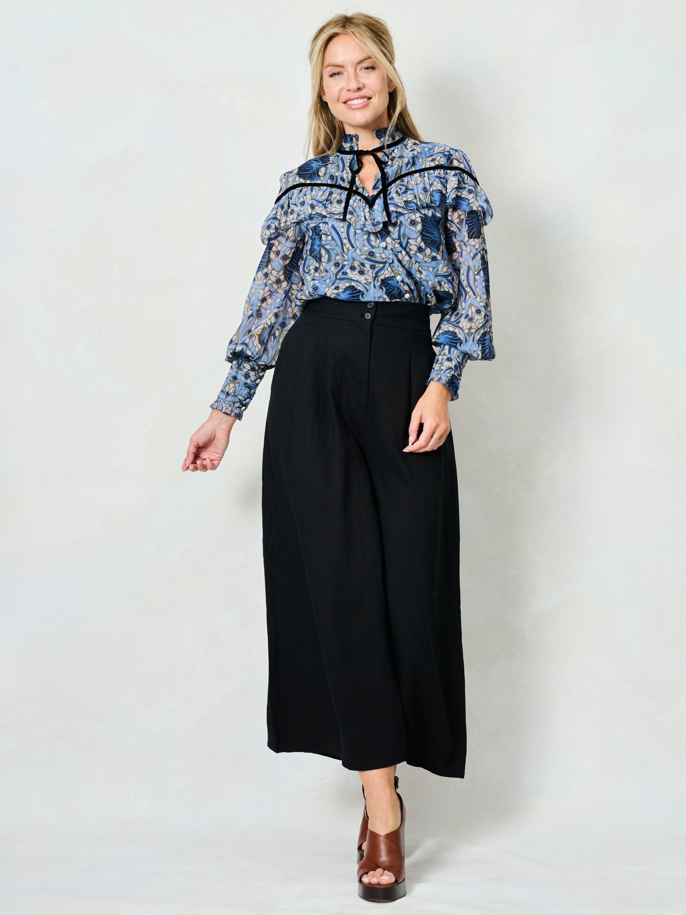 Hope & Ivy x The William Morris Society The Mylene Floral Top, Navy/Multi