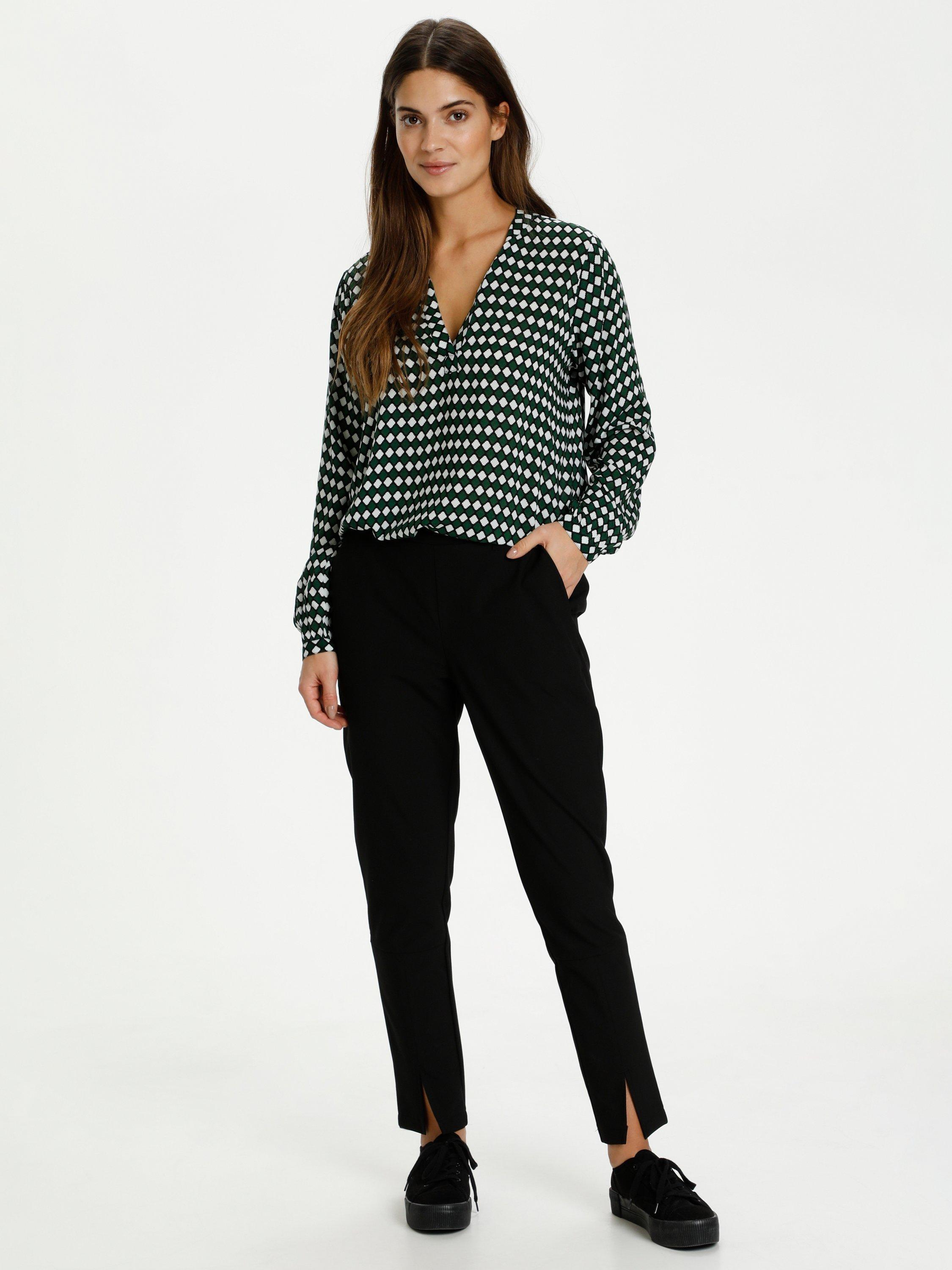 KAFFE Sary Tilly Geometric Long Sleeve V Neck Blouse