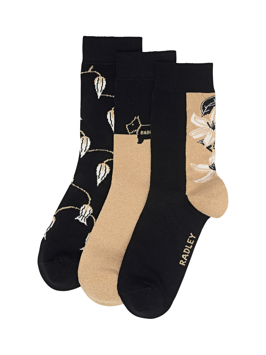 Radley Cotton Blend Socks Gift Set, Pack of 3, Gold