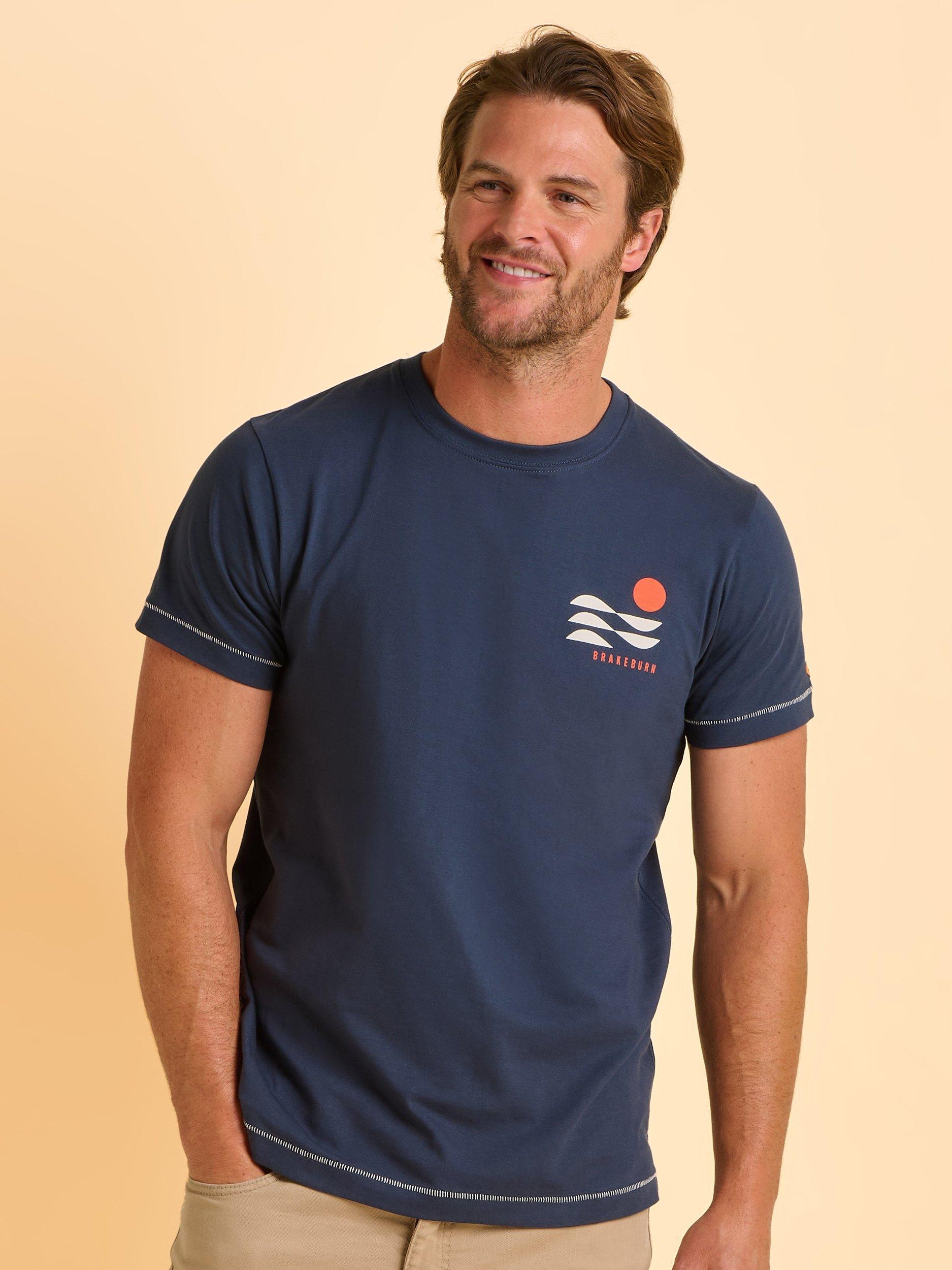 Brakeburn Derrington Cotton Regular Fit Short Sleeve Graphic T-Shirt, Green