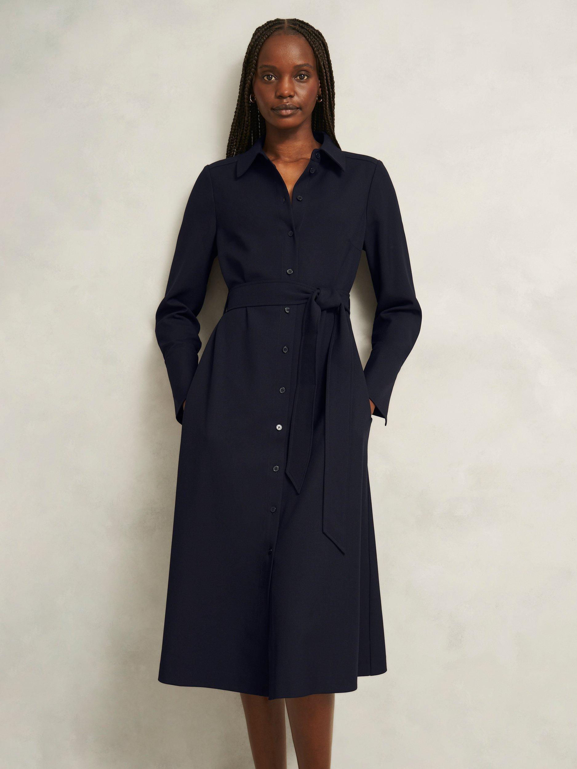 Hobbs Lyla Petite Long Sleeve Midi Shirt Dress