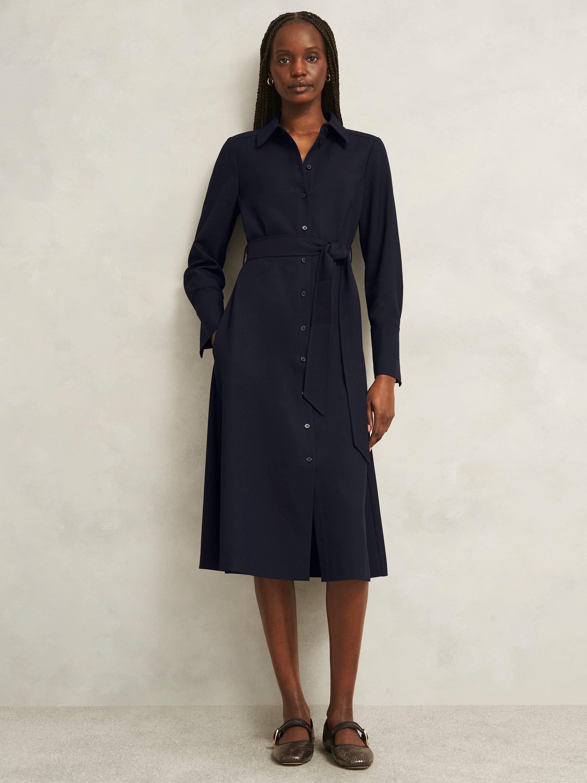 Hobbs Lyla Petite Long Sleeve Midi Shirt Dress