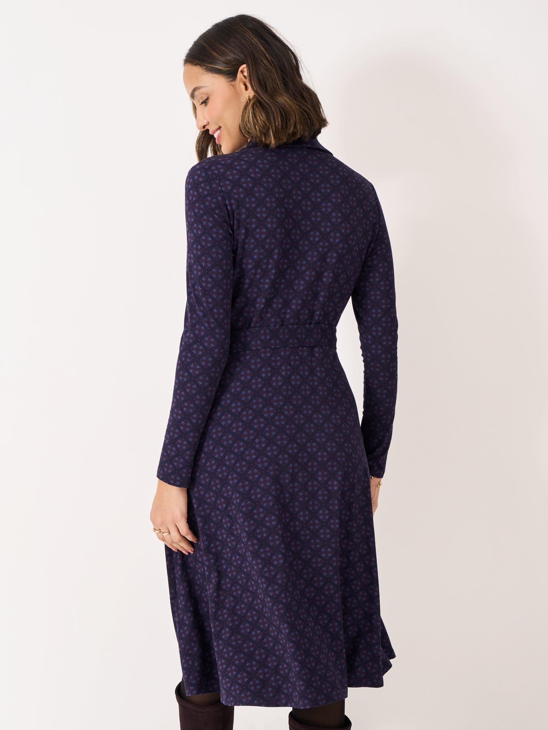 Crew Clothing Emma Geometric Shirt Dress, Airforce Blue