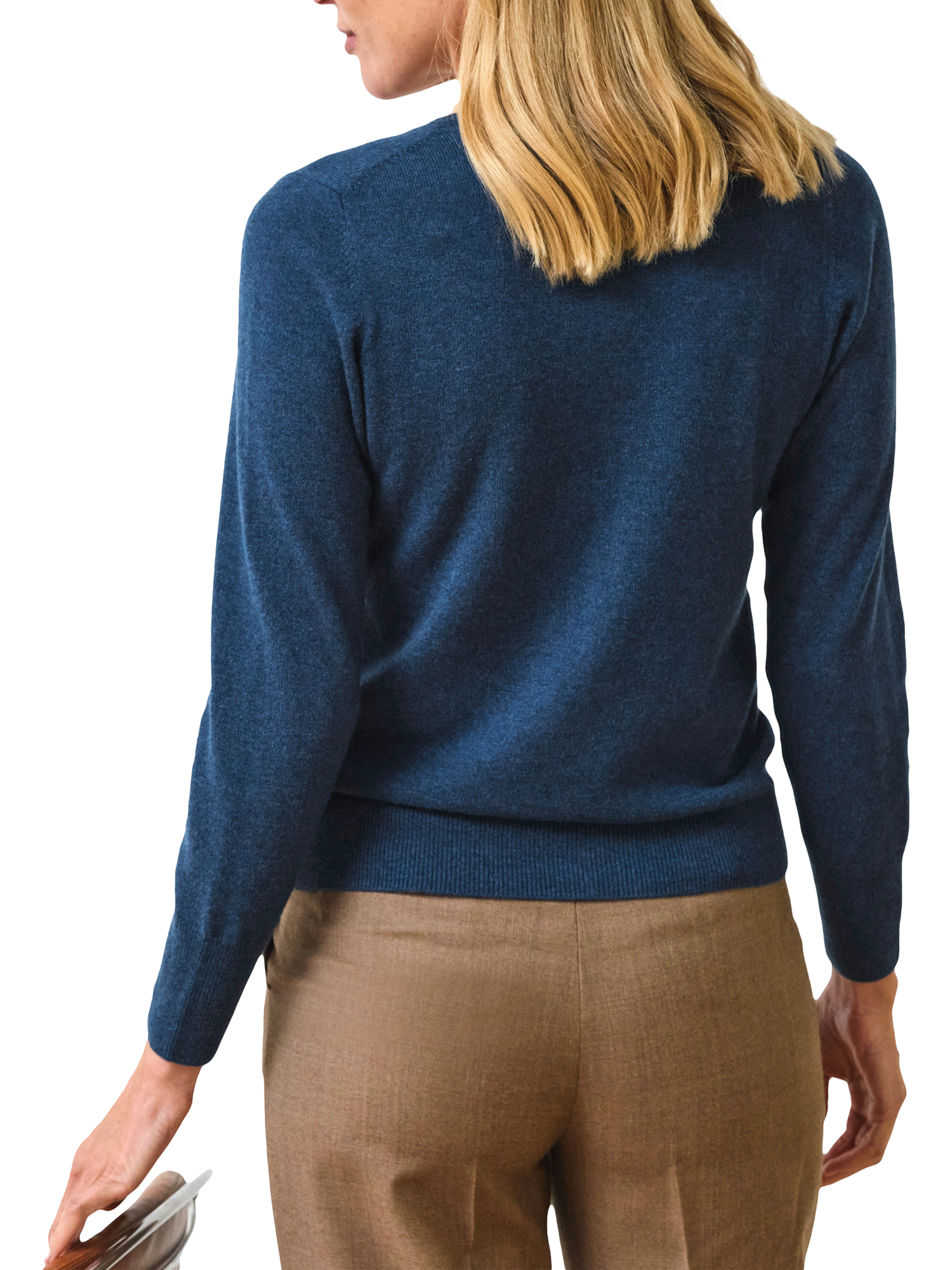 Crew Neck Pure Cashmere Cardigan, Blue | Pure Collection