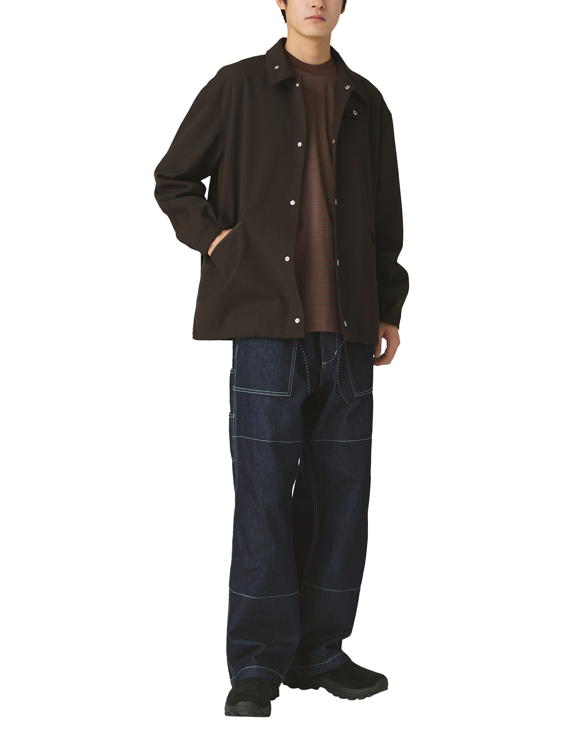 Snow Peak Wool Blend Coach Jacket, Dark Brown