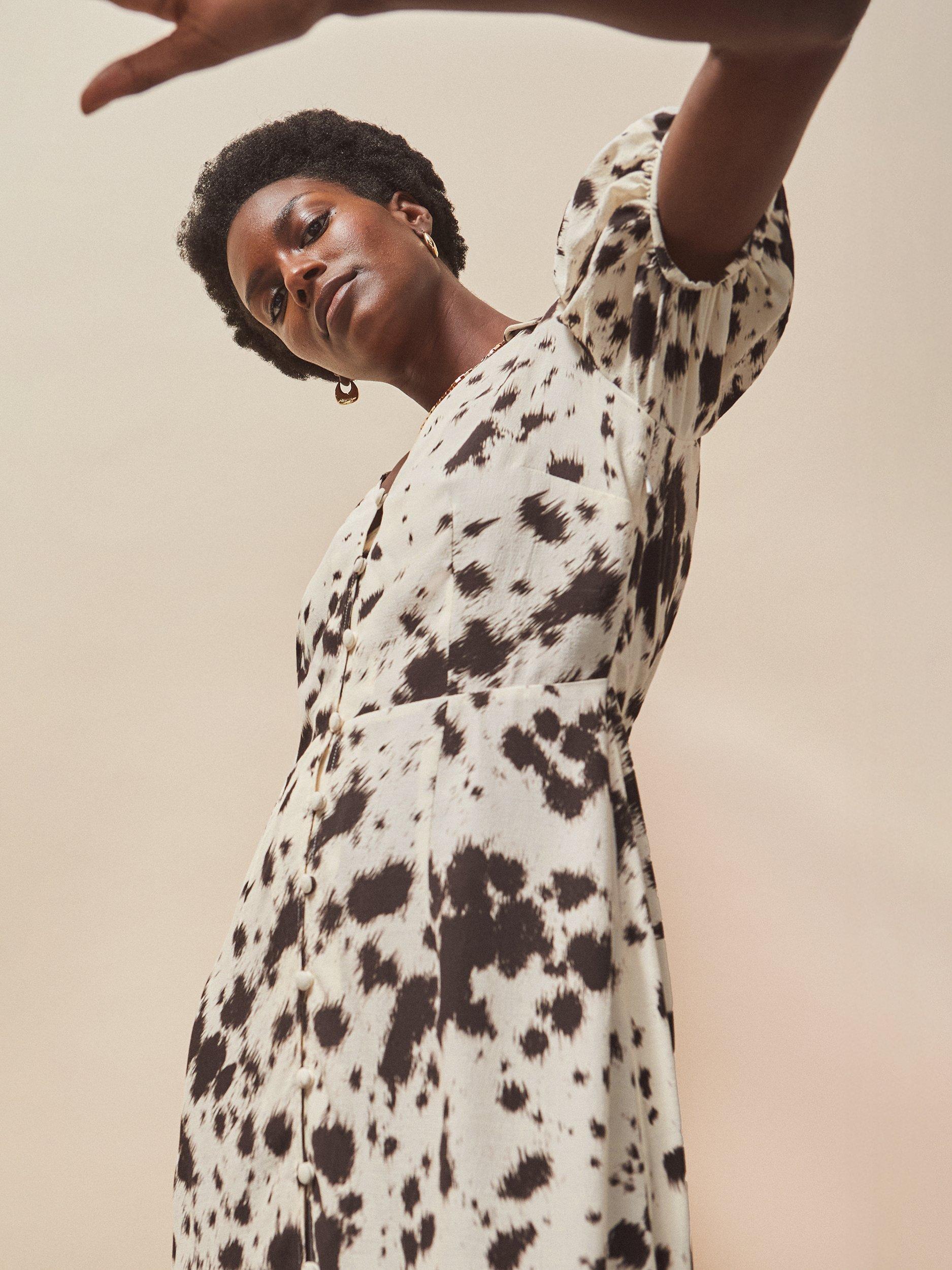 Ro&Zo Abstract Animal Print Shirt Dress, Brown/Multi