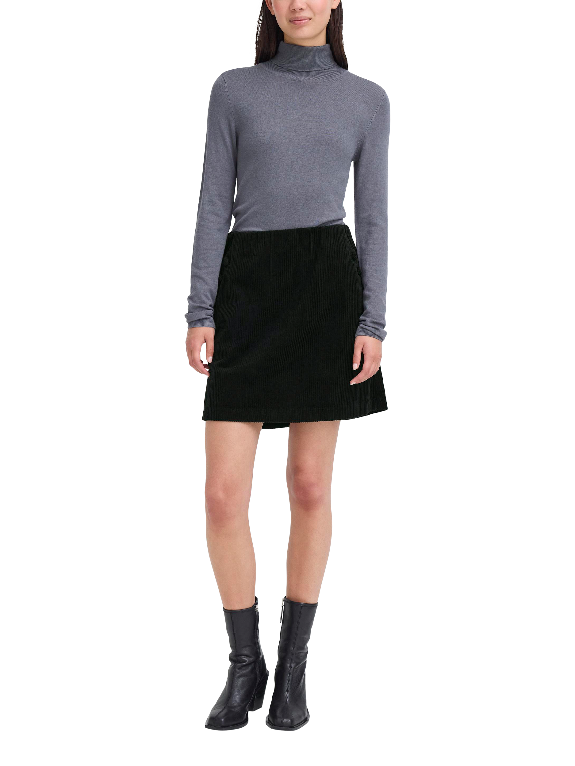 ICHI Focaro Corduroy Mini Skirt, Black