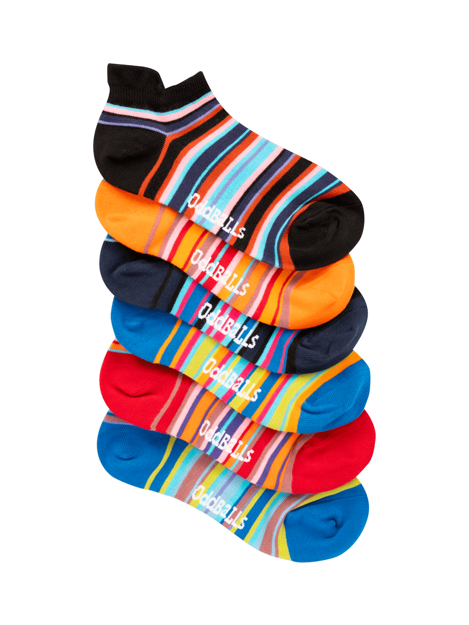 OddBalls Lines Stretch Cotton Ankle Socks, Pack of 6, Multi