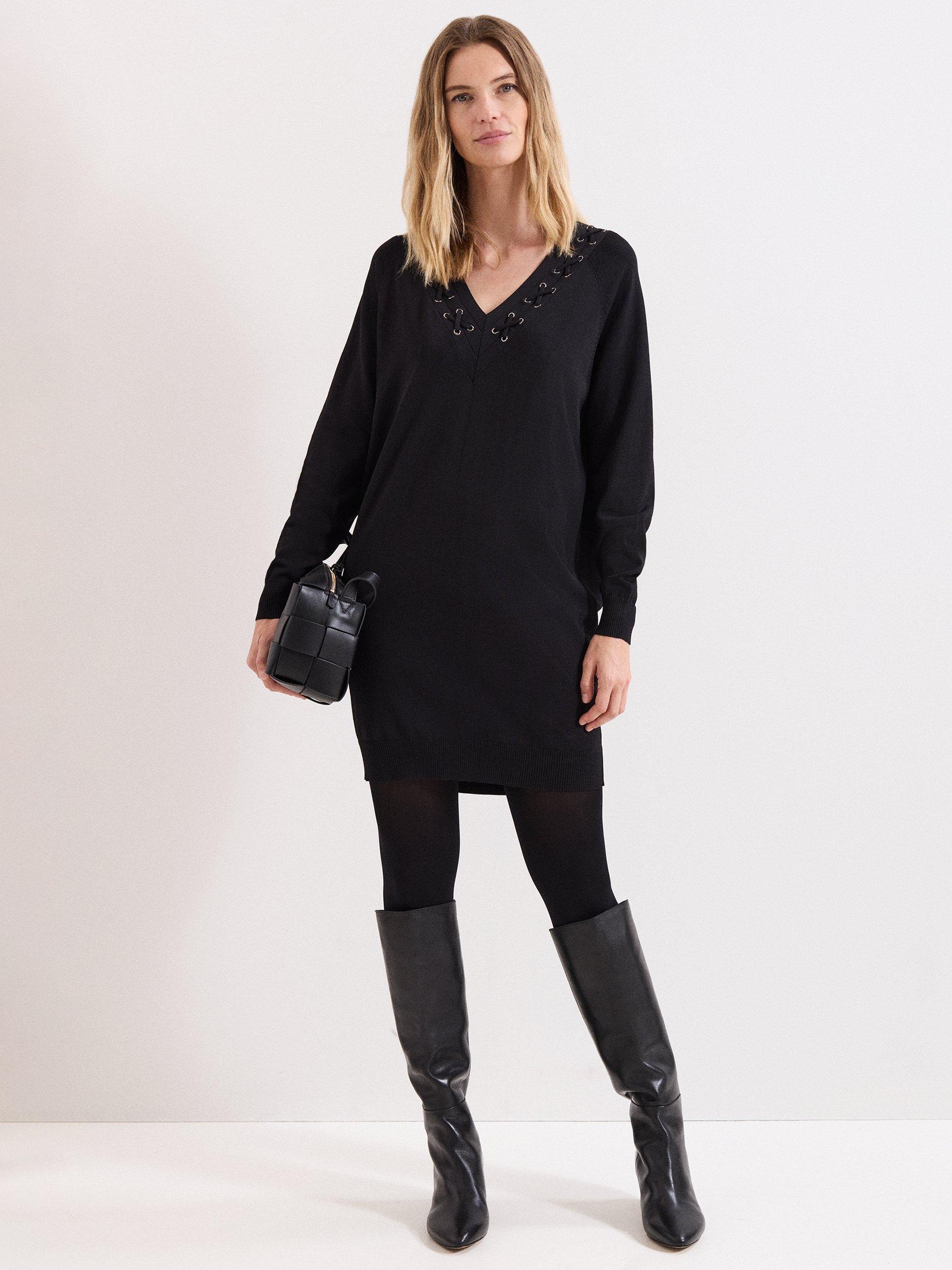 Phase Eight Senita Tie Up Detail Tunic Dress, Black
