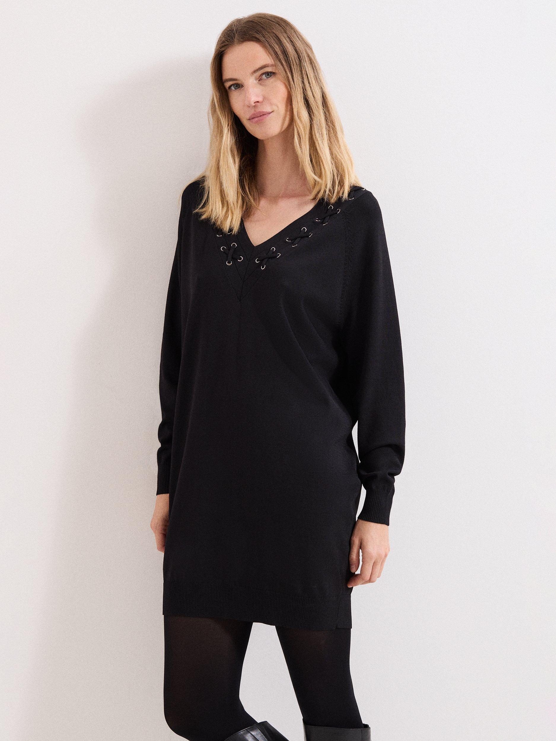 Phase Eight Senita Tie Up Detail Tunic Dress, Black