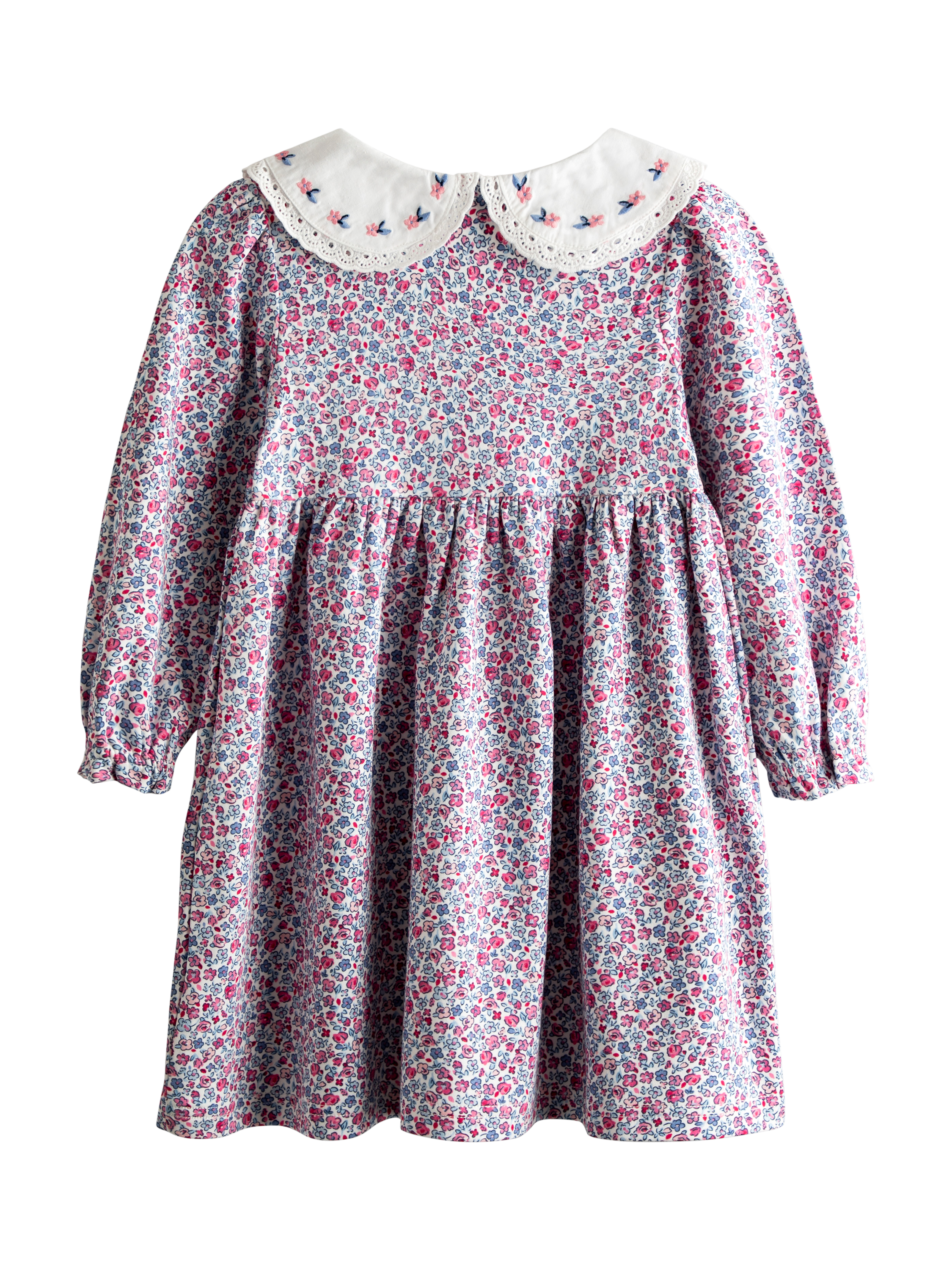 JoJo Maman Bébé Kids' Cotton Floral Dress, Berry, 6-12 months