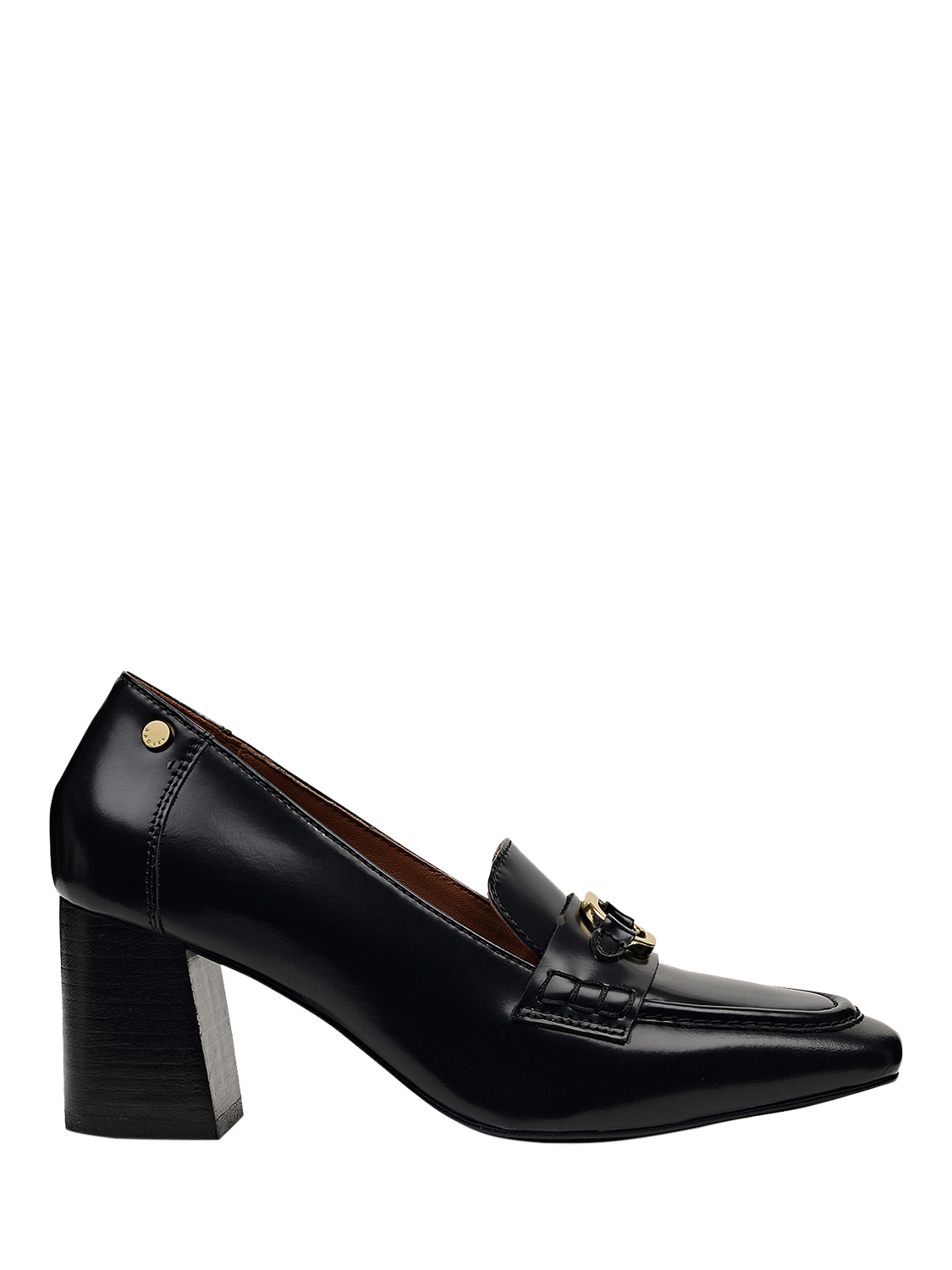 Radley Stockton Mews Leather Trim Block Heel Loafers, Black