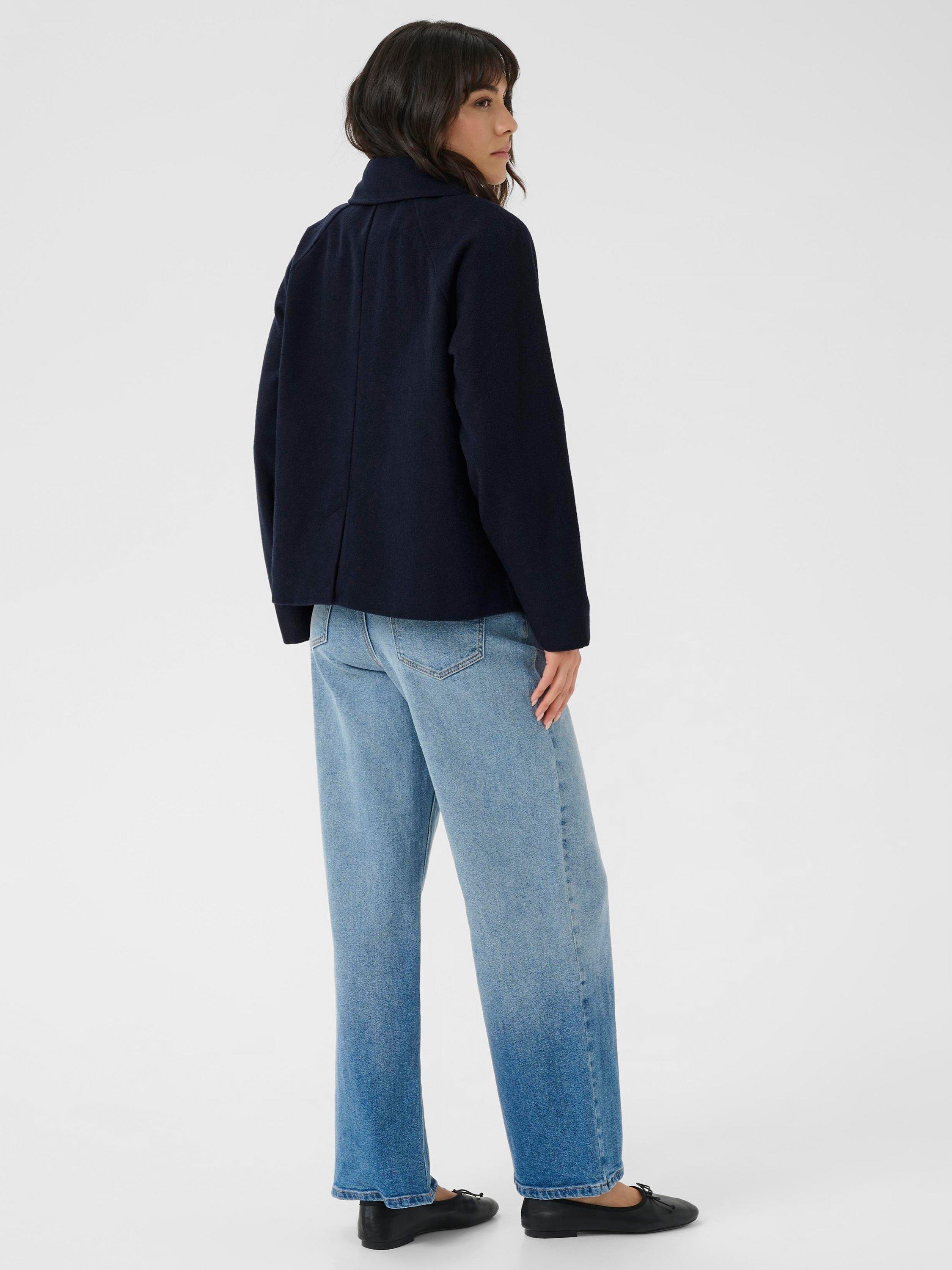 KAFFE Fanny Wool Blend Long Sleeve Collar Pea Coat
