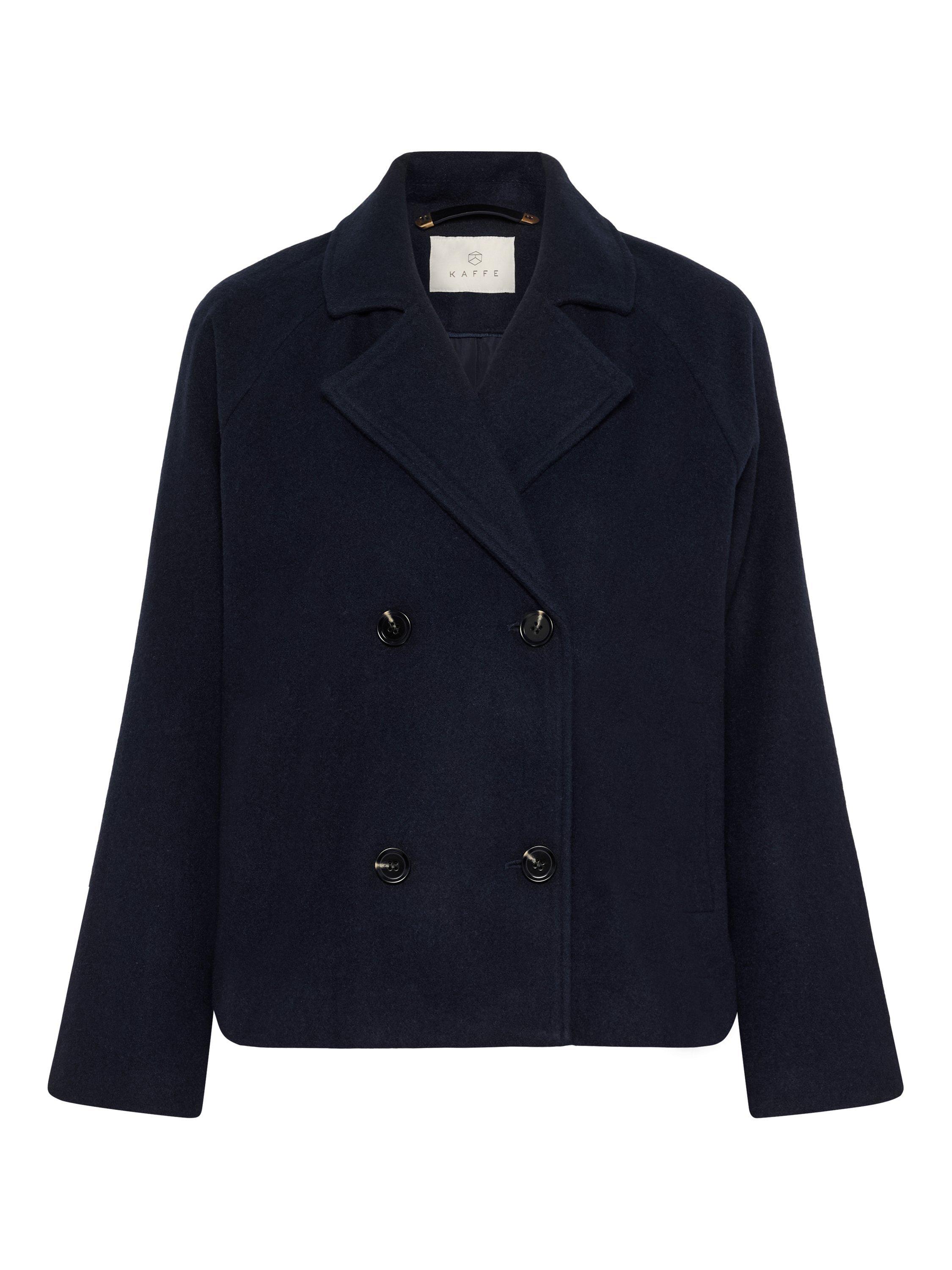 KAFFE Fanny Wool Blend Long Sleeve Collar Pea Coat