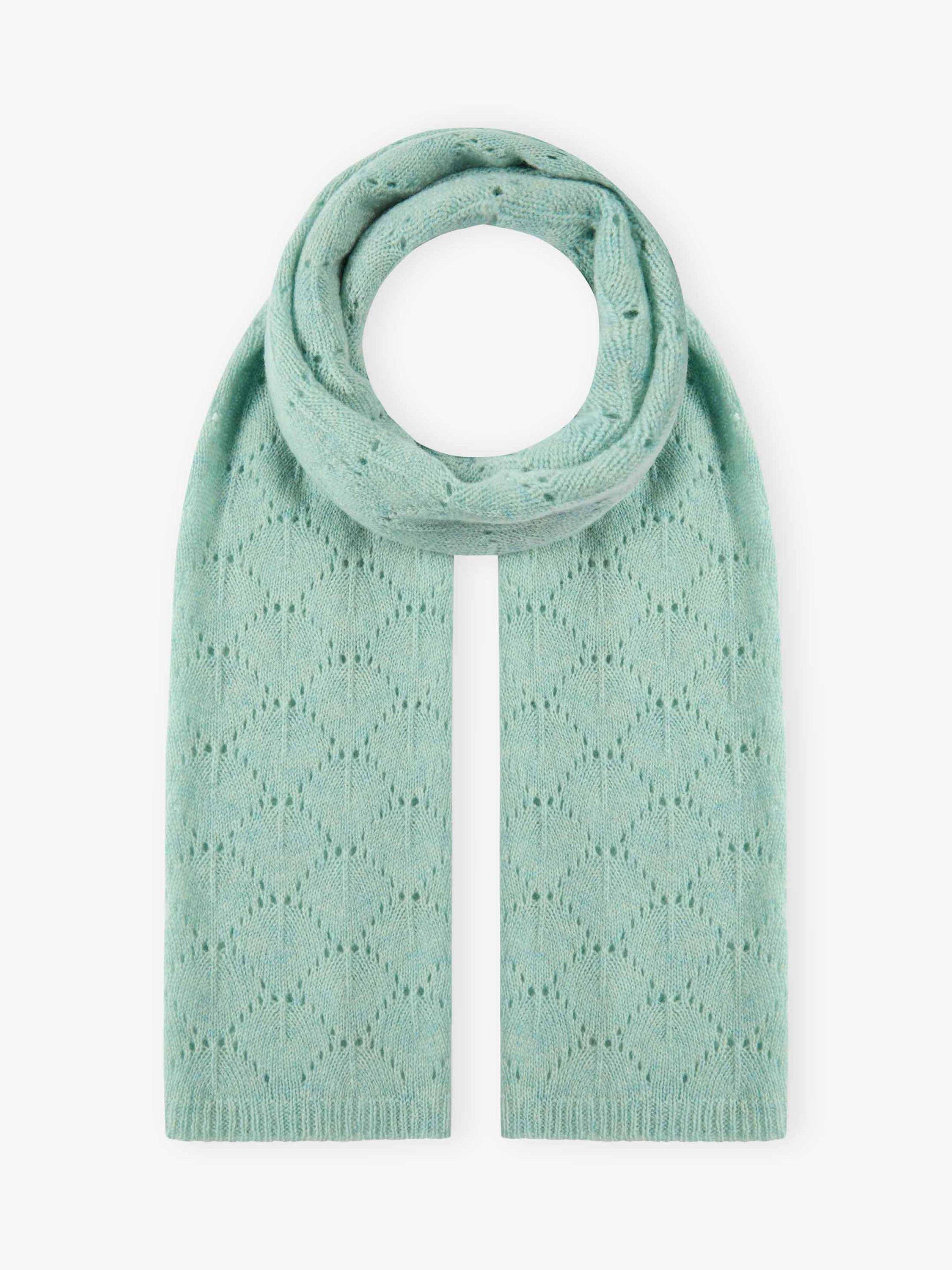 Brora Pointelle Knit Pure Cashmere Scarf, Seaspray, One Size