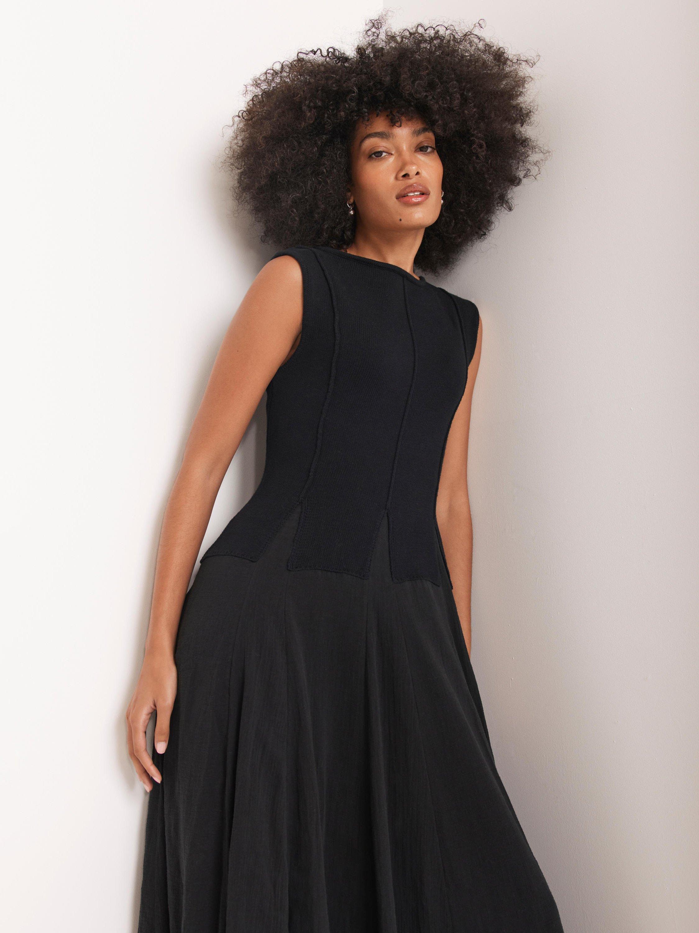 Mint Velvet Split Seam Sleeveless Maxi Dress, Navy Blue
