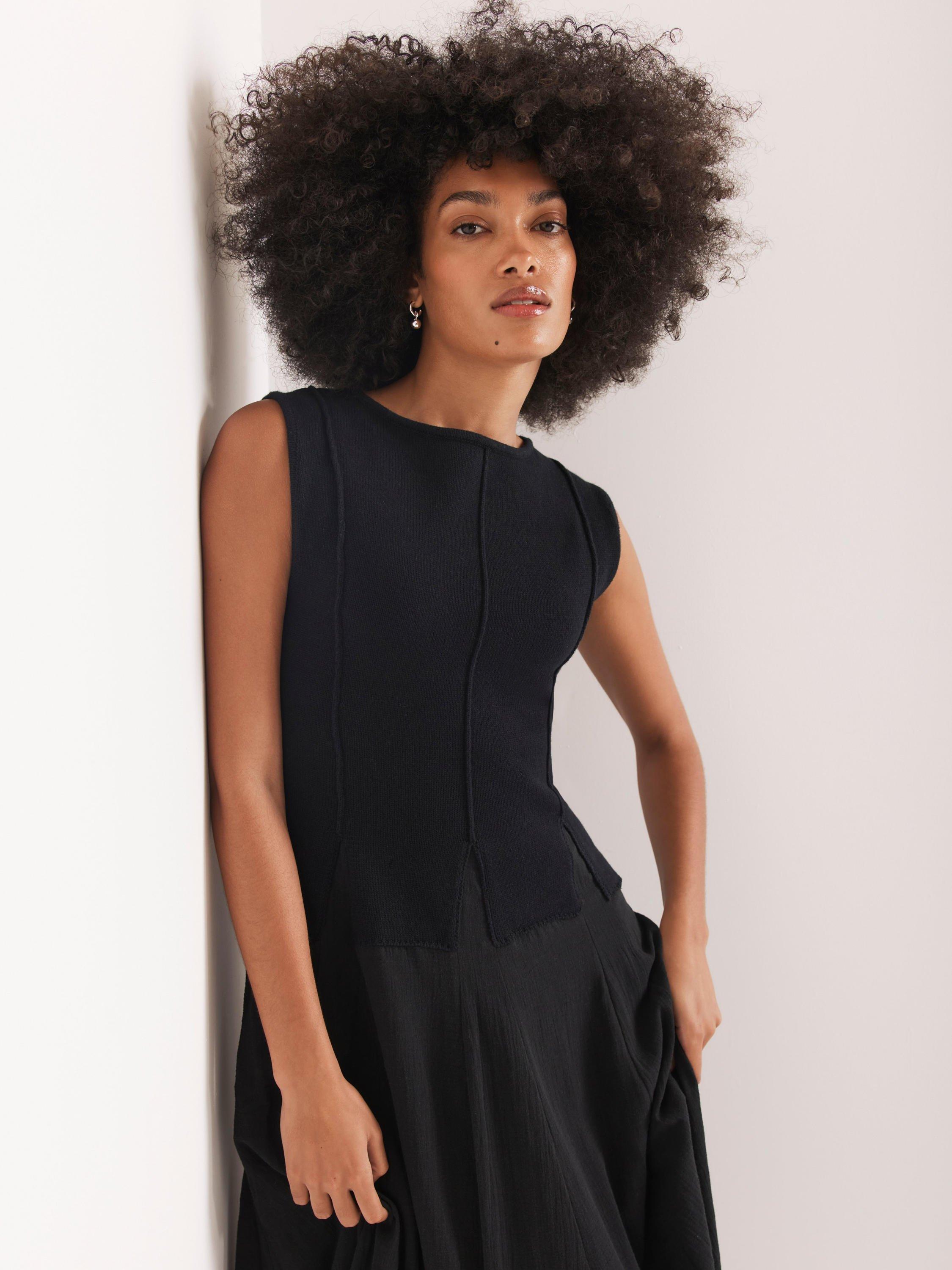 Mint Velvet Split Seam Sleeveless Maxi Dress, Navy Blue