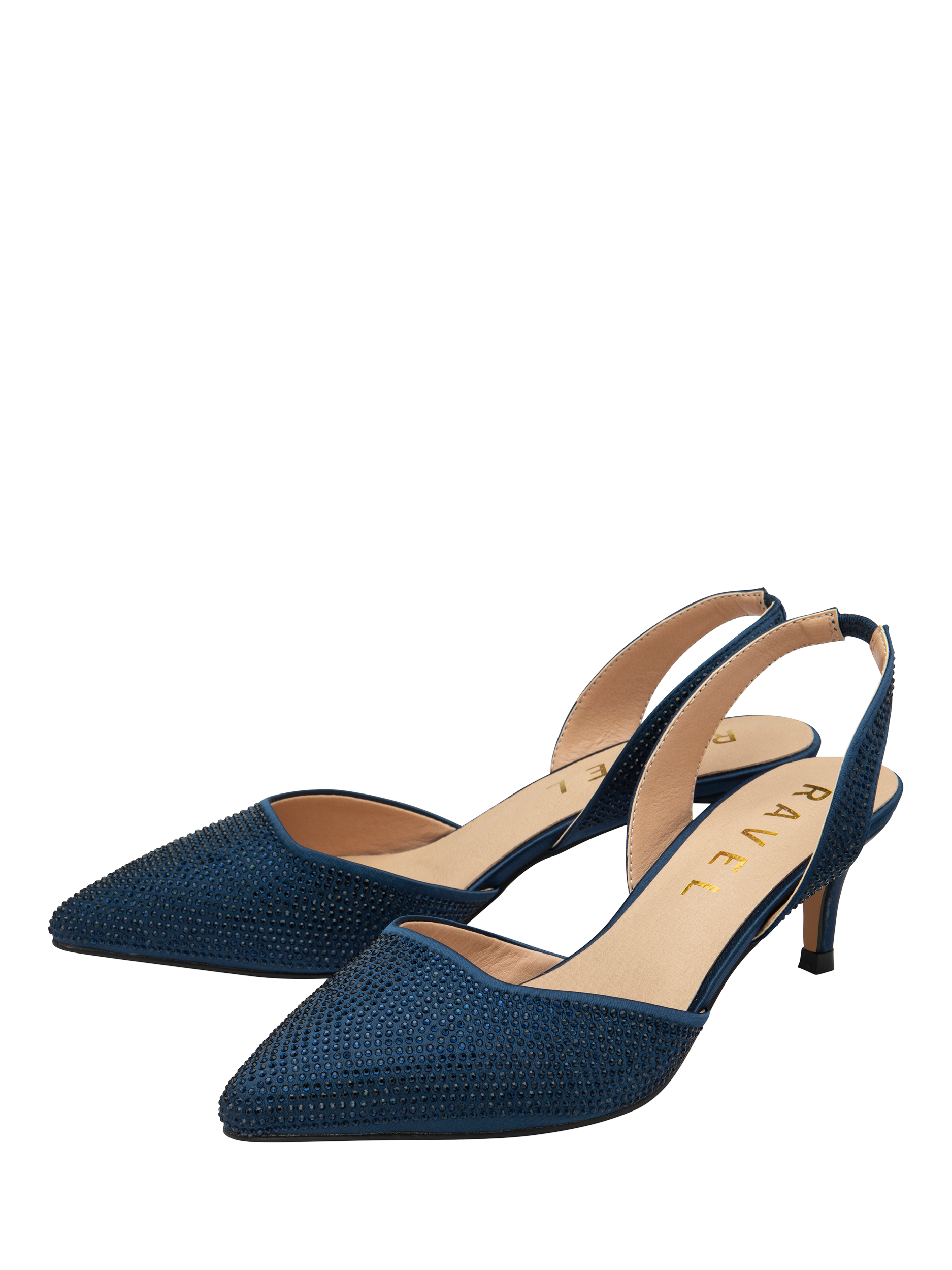 Ravel Mallow Slingback Kitten Heel Court Shoes, Navy