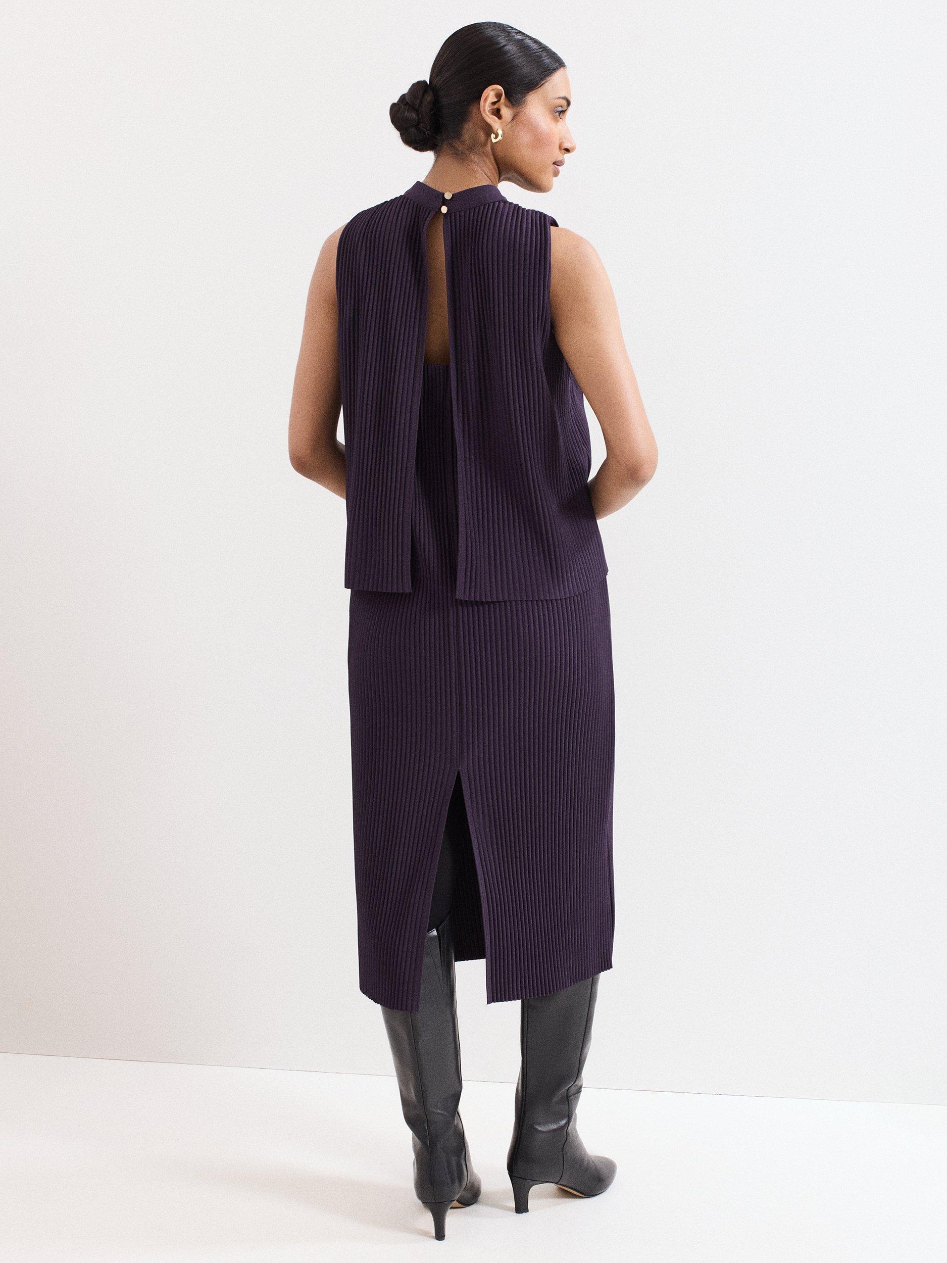Phase Eight Gracie Pleated Sleeveless Dress, Purple