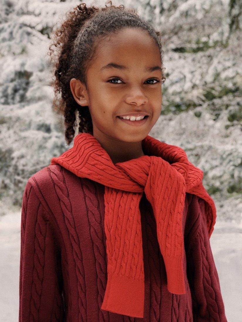 Tommy Hilfiger Kids' Cotton Cable Knit Jumper, Ruby Rhubarb