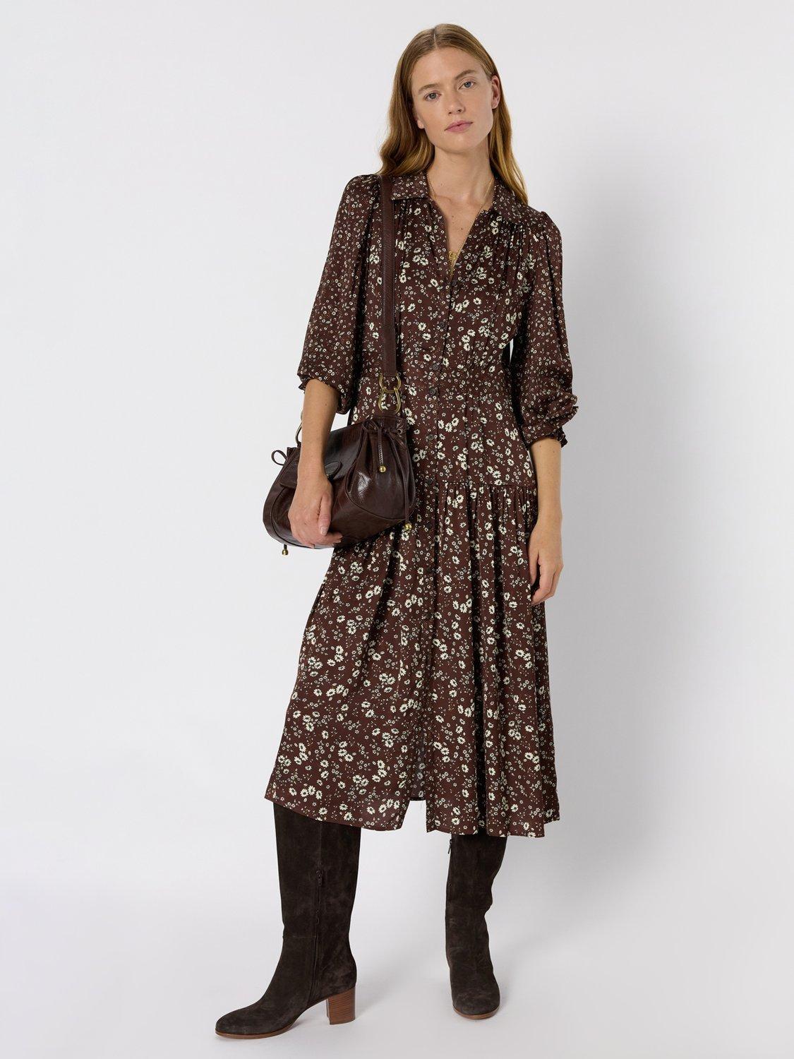 Gerard Darel Lolita Floral Shirt Dress, Brown