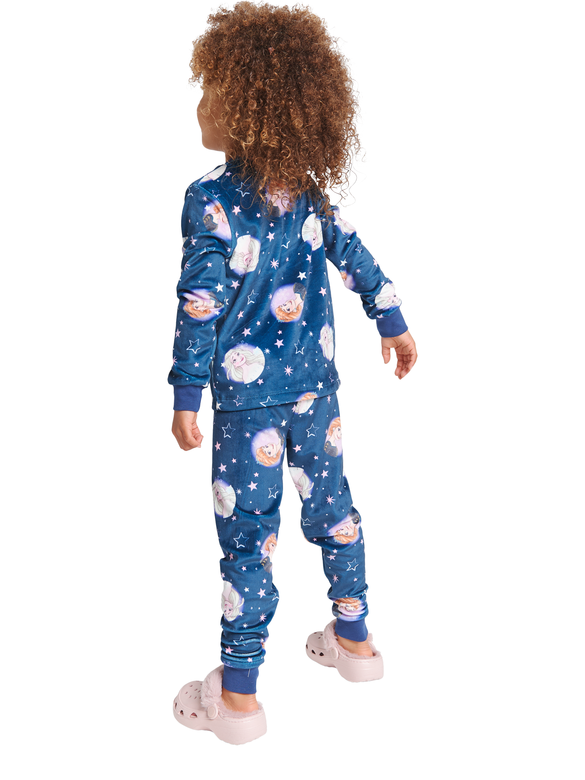 Brand Threads Kids' Disney Frozen Fleece Pyjama Set, Blue/Multi, 3-4 years