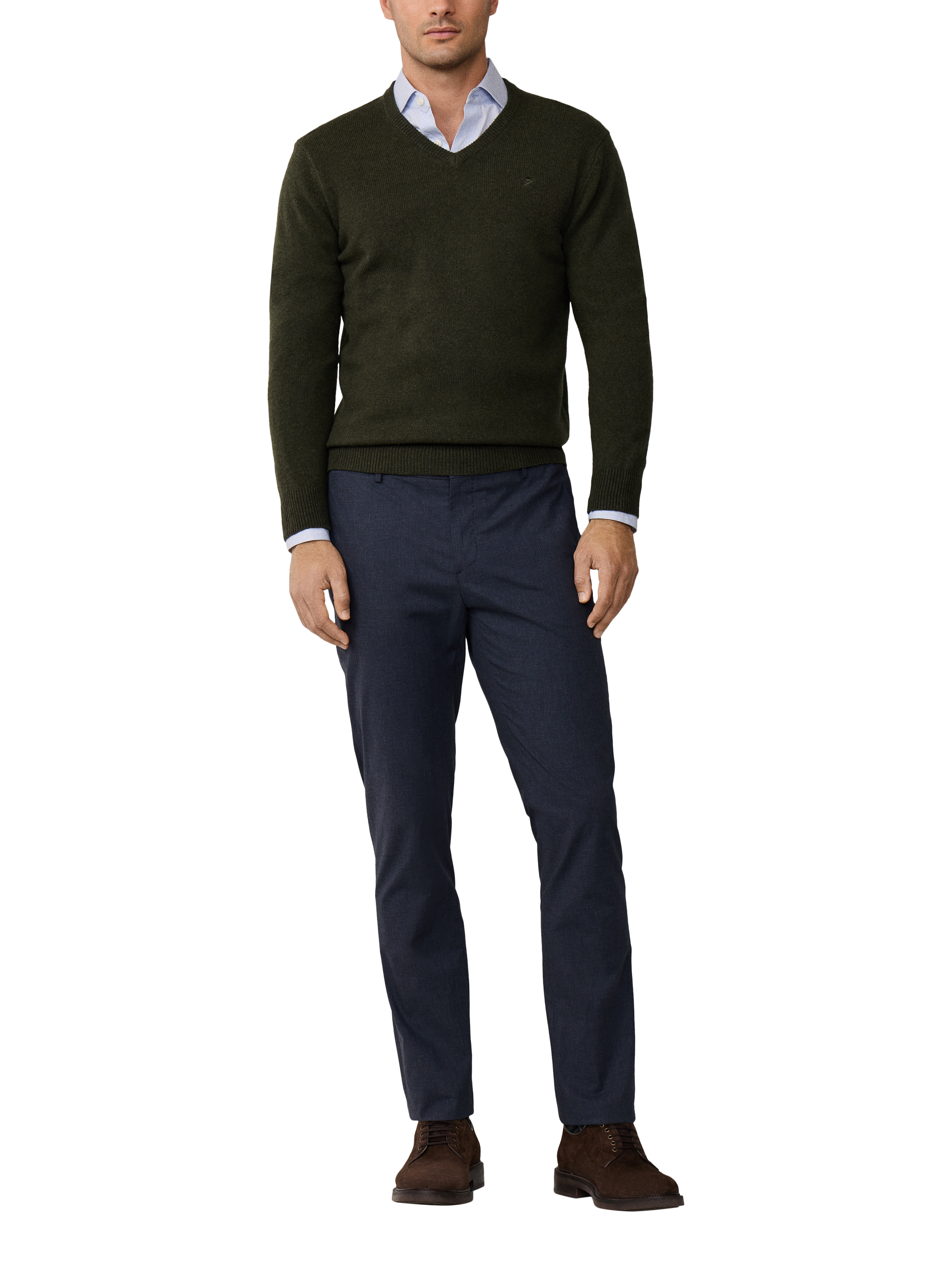 Hackett London Pure Wool V-Neck Jumper, Hunter Green