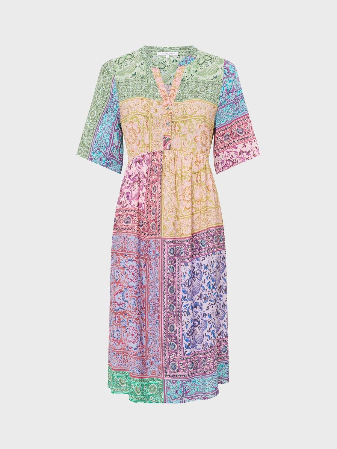 Gerard Darel Pyla Floral Short Sleeve V Neck Midi Smock