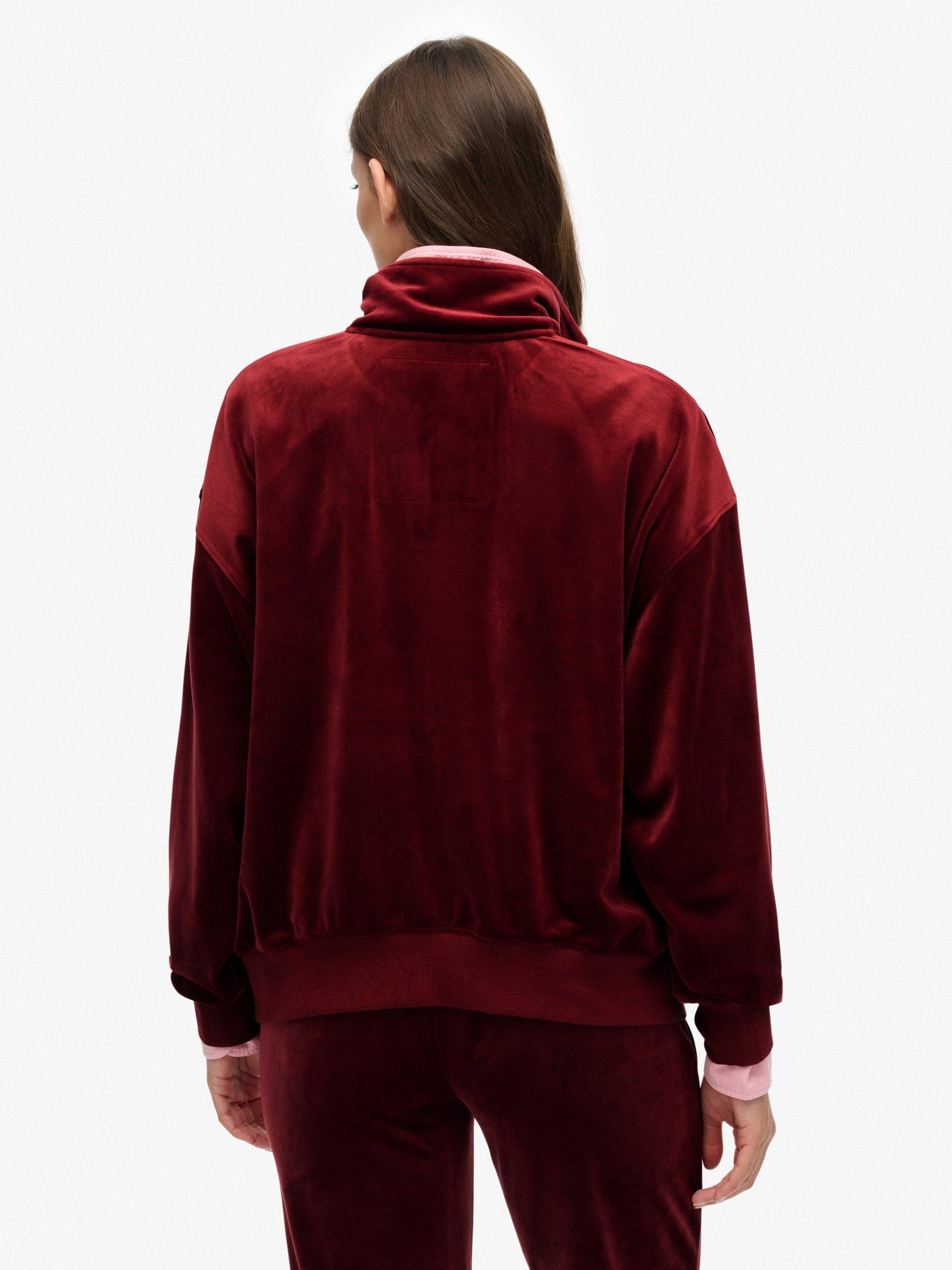 Superdry Country Club Velour Quarter Zip, Stanton Red