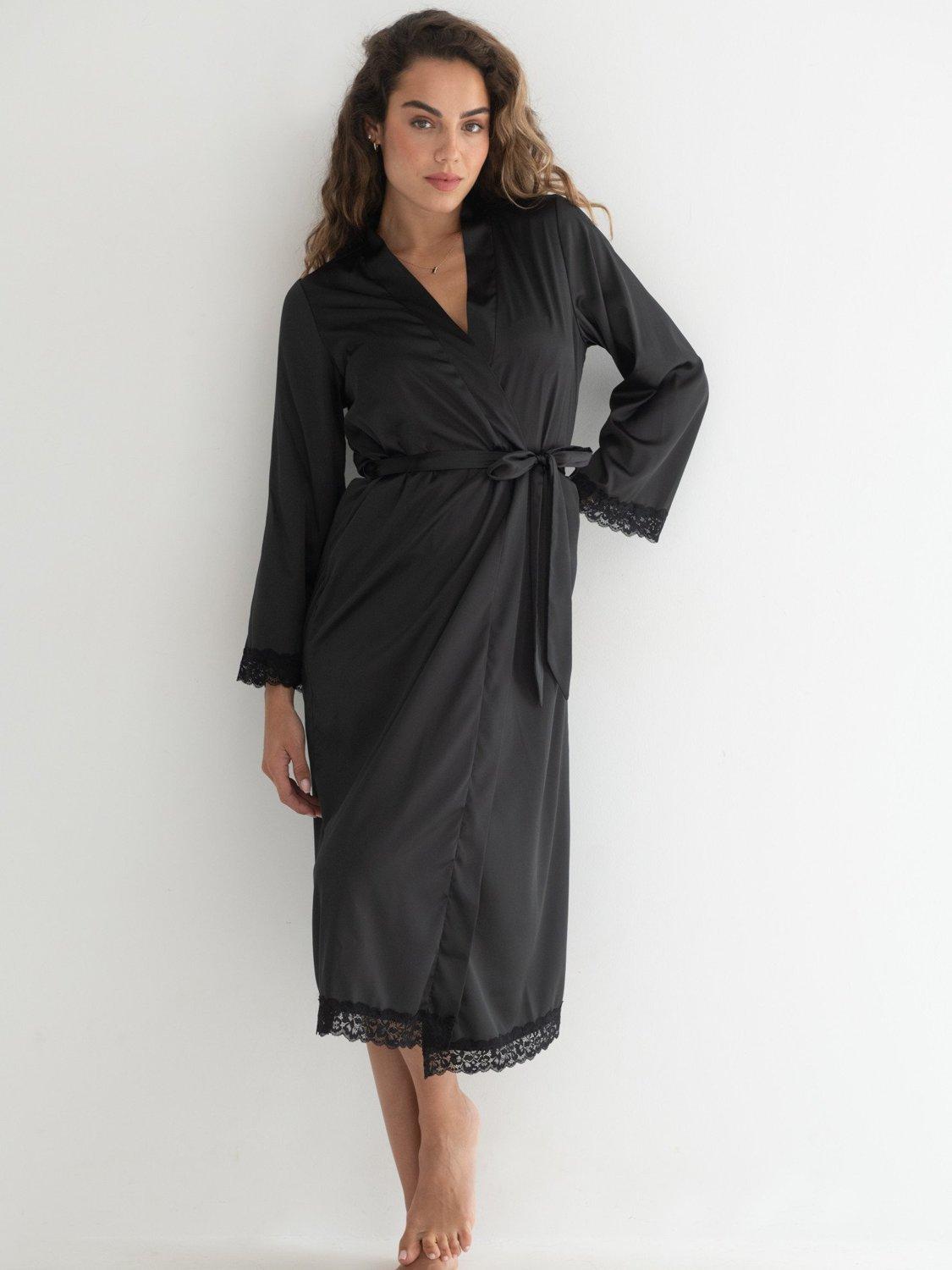Pour Moi Dusk Satin Kimono Sleeve Midi Dressing Gown