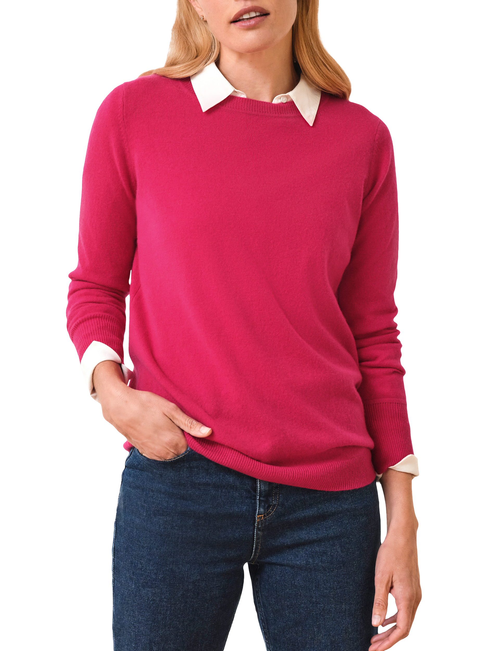 Pure Collection Boyfriend Fit Pure Cashmere Jumper, Cyclamen Pink