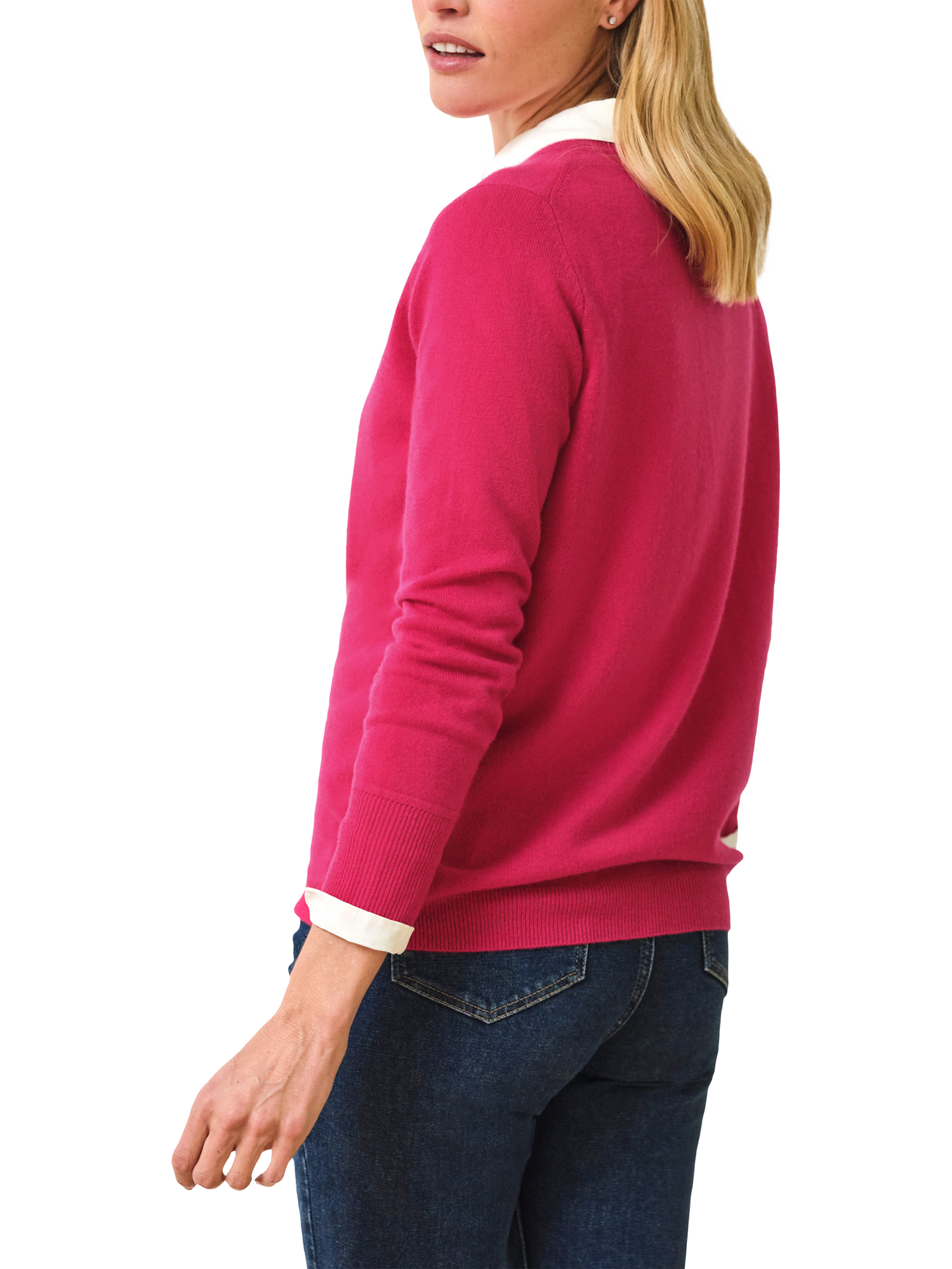 Pure Collection Boyfriend Fit Pure Cashmere Jumper, Cyclamen Pink