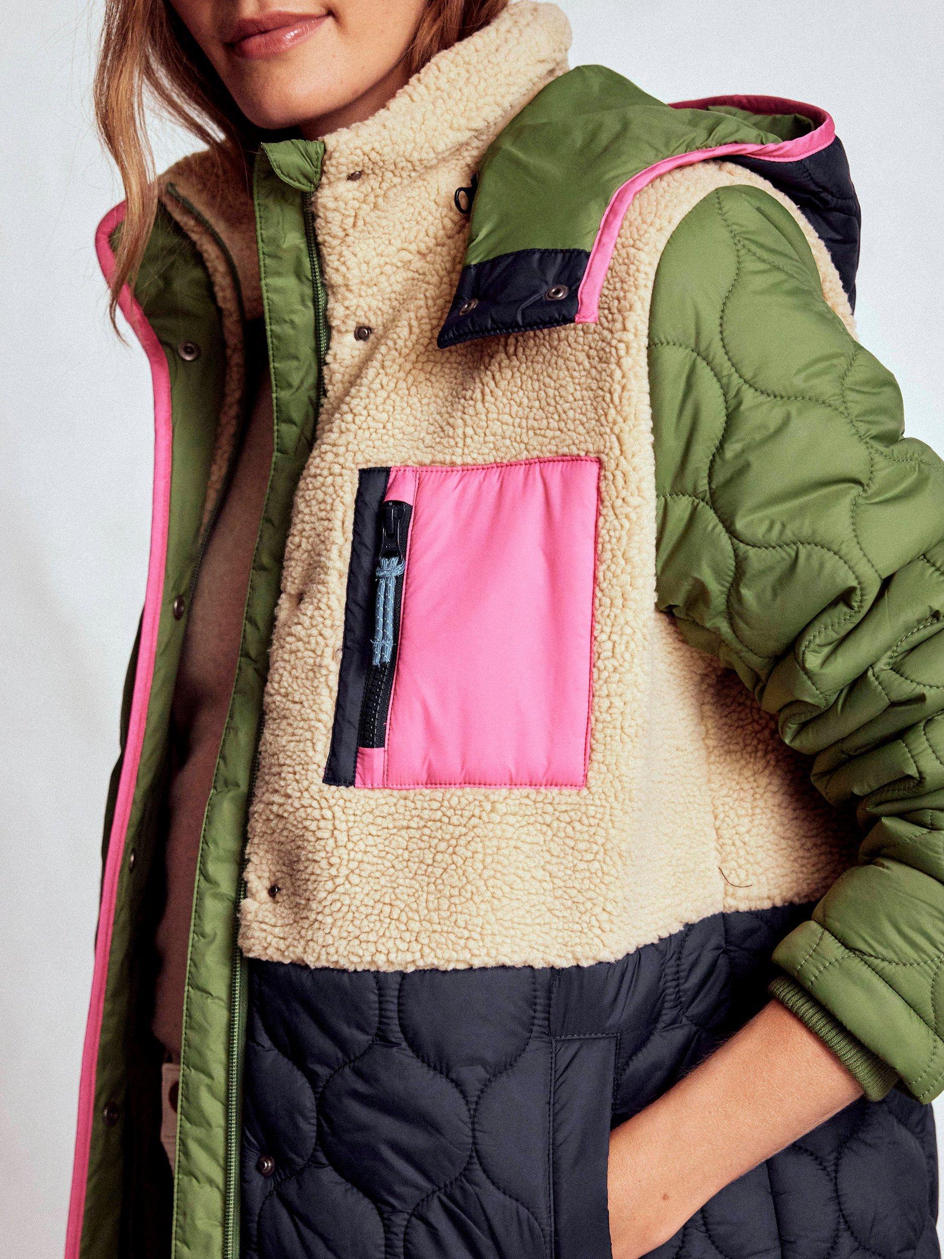 Boden Borg Mix Colour Block Coat, Multi Borg