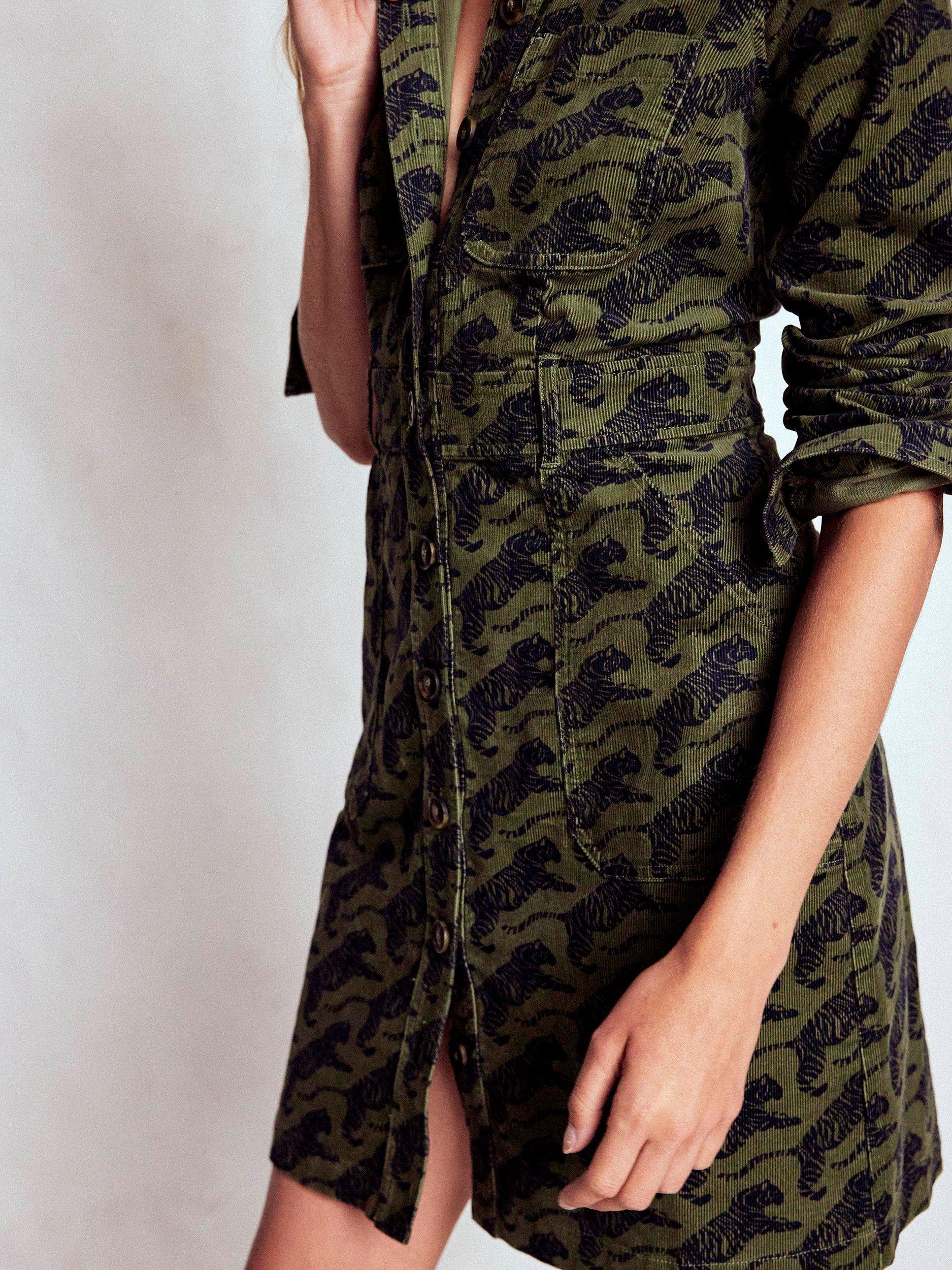Boden Amanda Graphic Corduroy Dress, Green