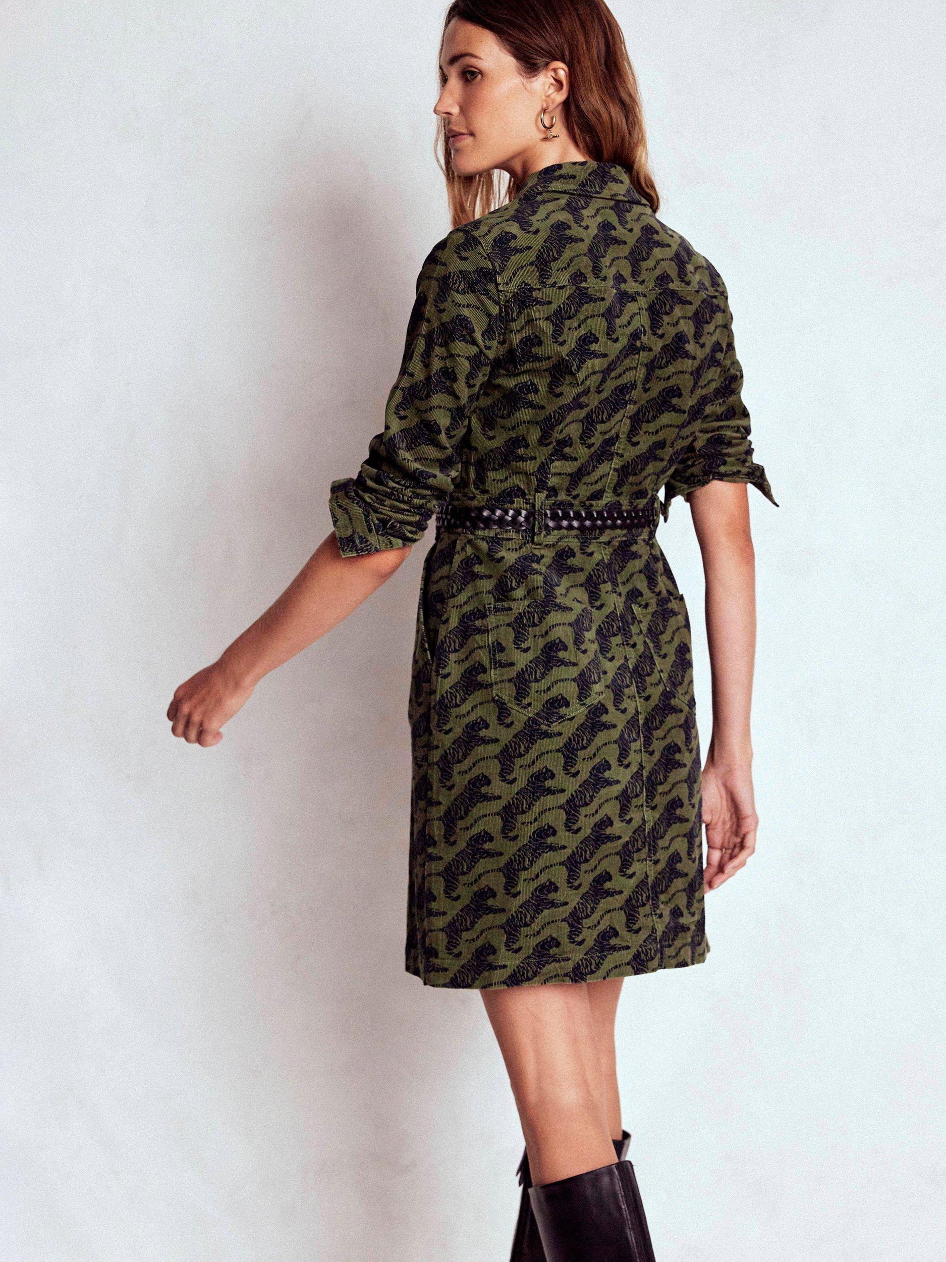 Boden Amanda Graphic Corduroy Dress, Green