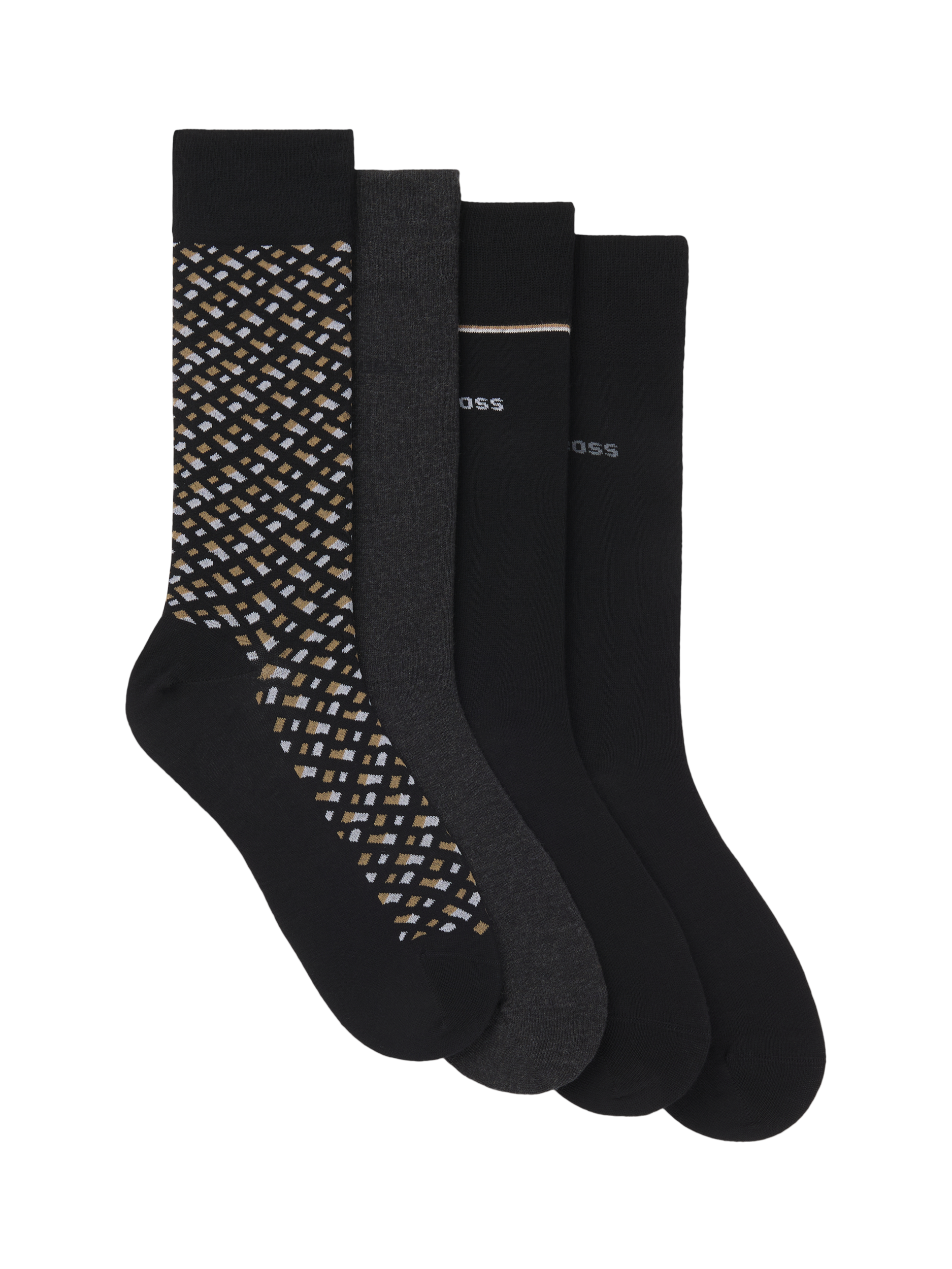 HUGO BOSS BOSS Mixed Cotton Blend Socks, Pack of 4, Black